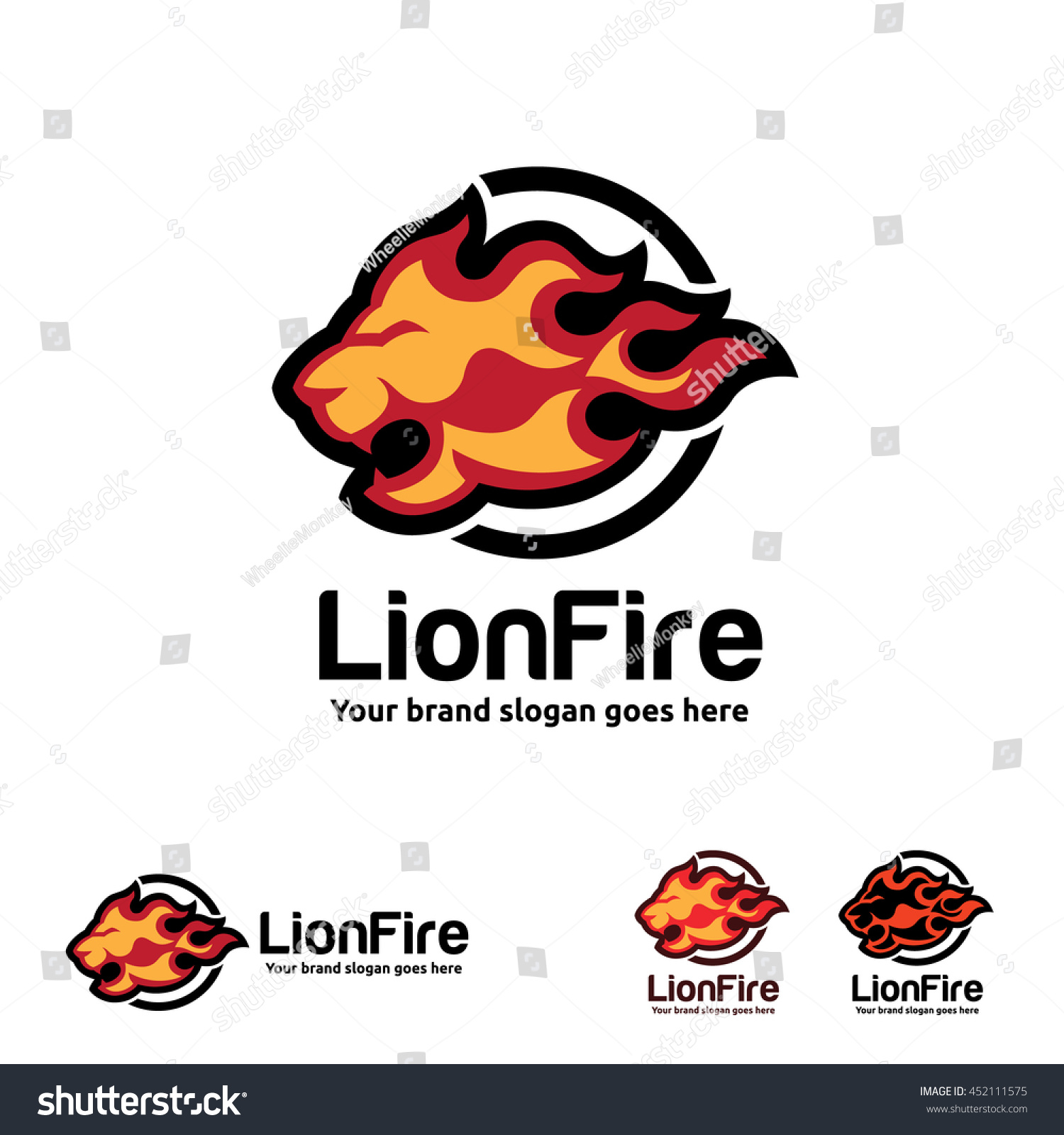 Fire Lion Logo Template Stock Vector (Royalty Free) 452111575