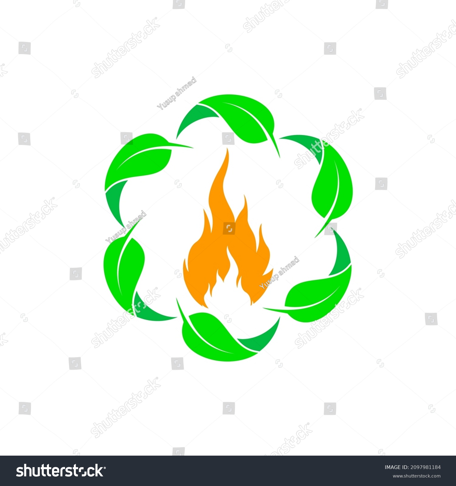 Fire Logo Vector Leaves Stock Vector (Royalty Free) 2097981184 ...