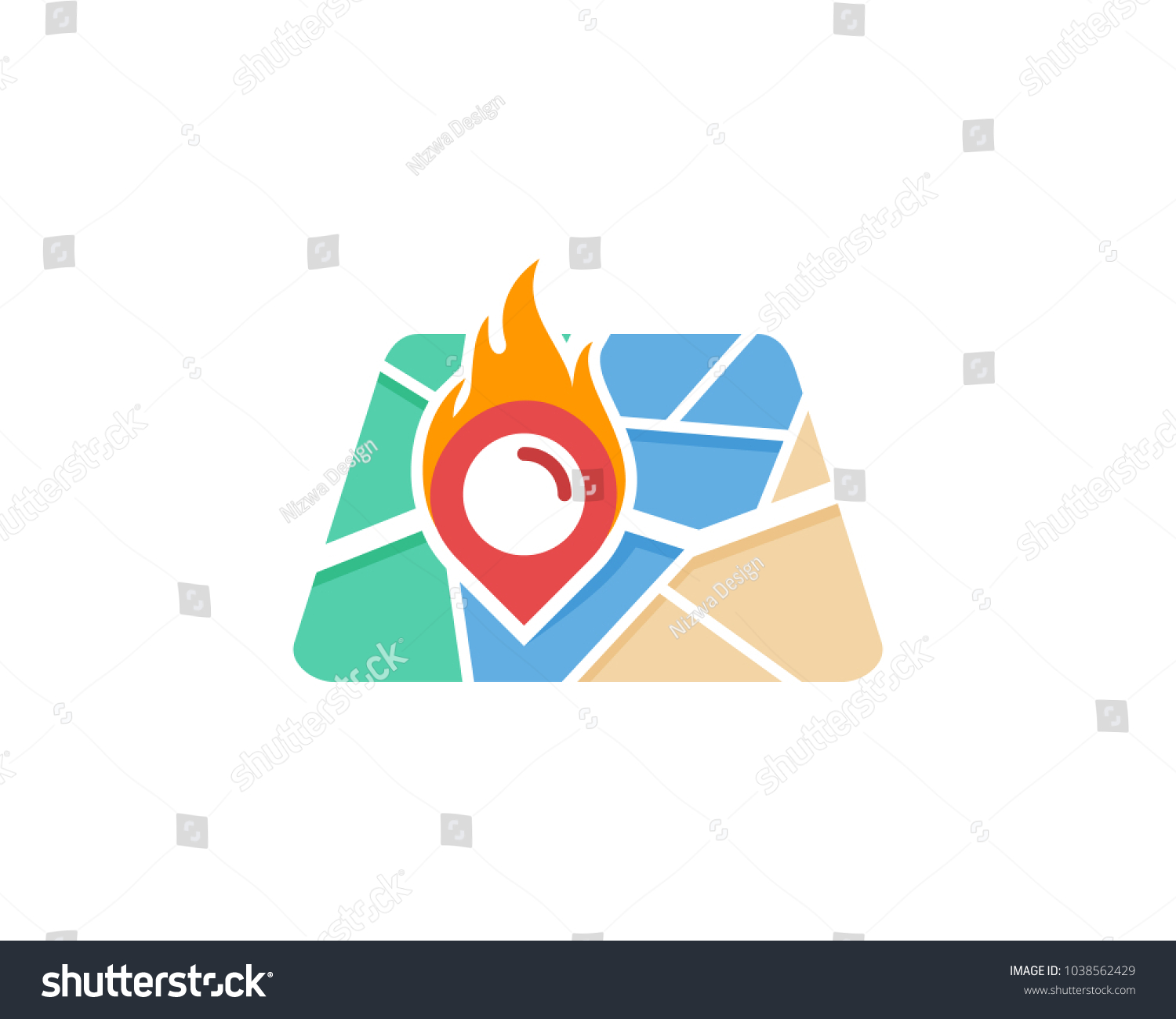 Fire Map Icon Logo Design Element: vector de stock (libre de regalías ...