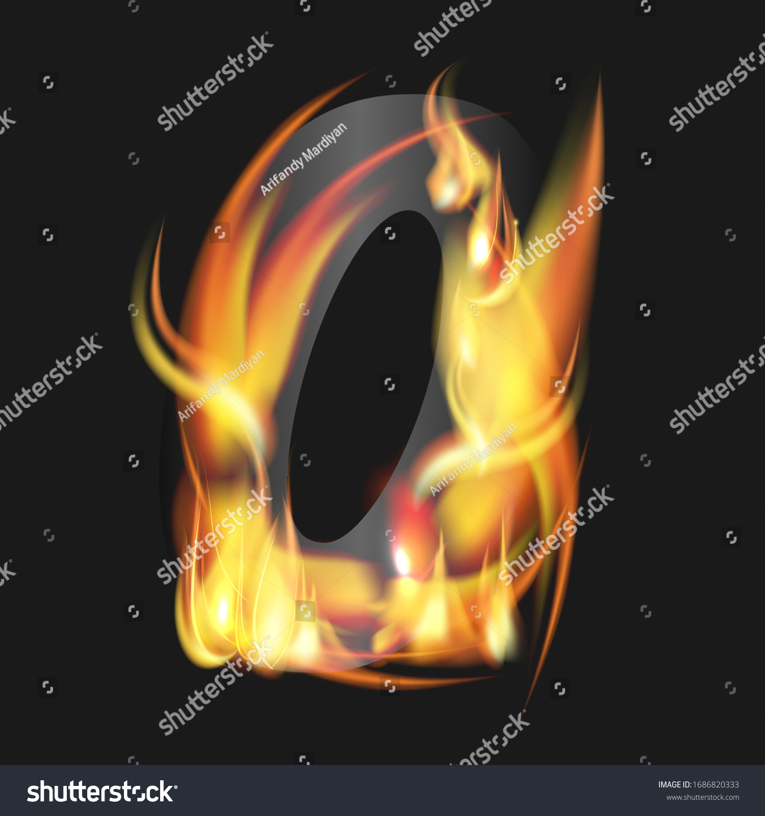 Fire Number 0 On Dark Background Stock Vector (Royalty Free) 1686820333