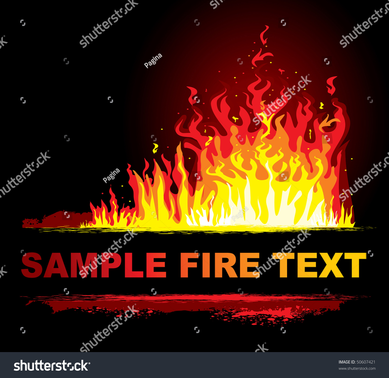 Fire On Black Background Vector Illustration Stock Vector (Royalty Free ...