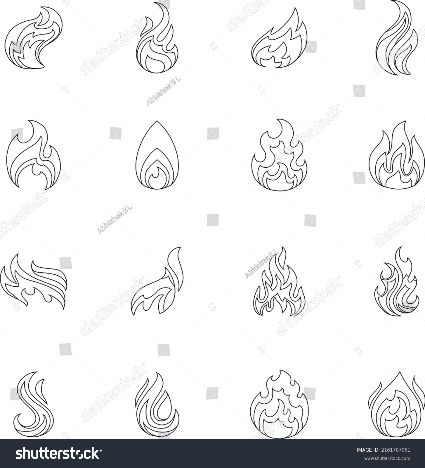 Fire Outline Flame Burn Flat Vector Stock Vector (Royalty Free ...
