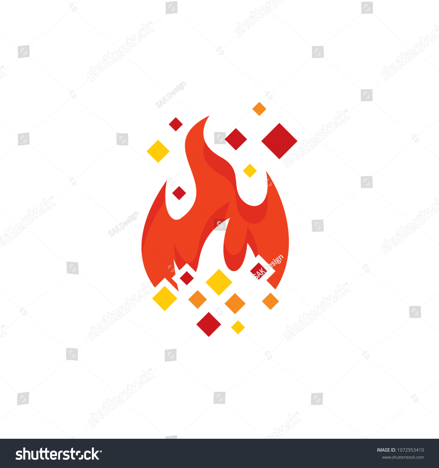 Fire Pixel Logo Icon Design Stock Vector (Royalty Free) 1072953410