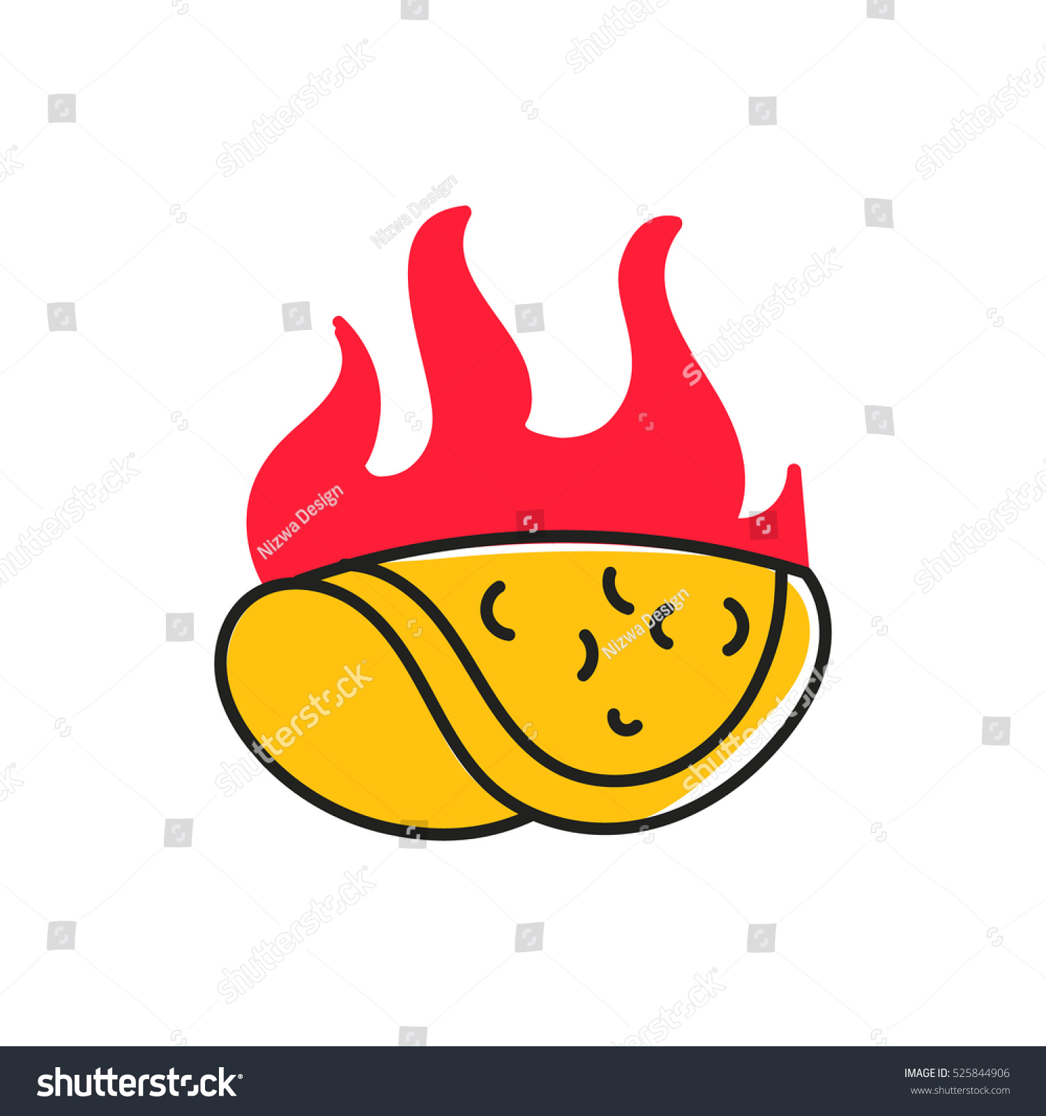 Fire Pizza Logo Design Template Element Stock Vector (Royalty Free ...
