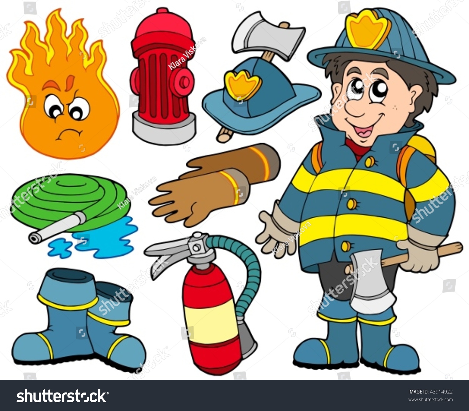 Fire Protection Collection Vector Illustration Stock Vector (Royalty ...