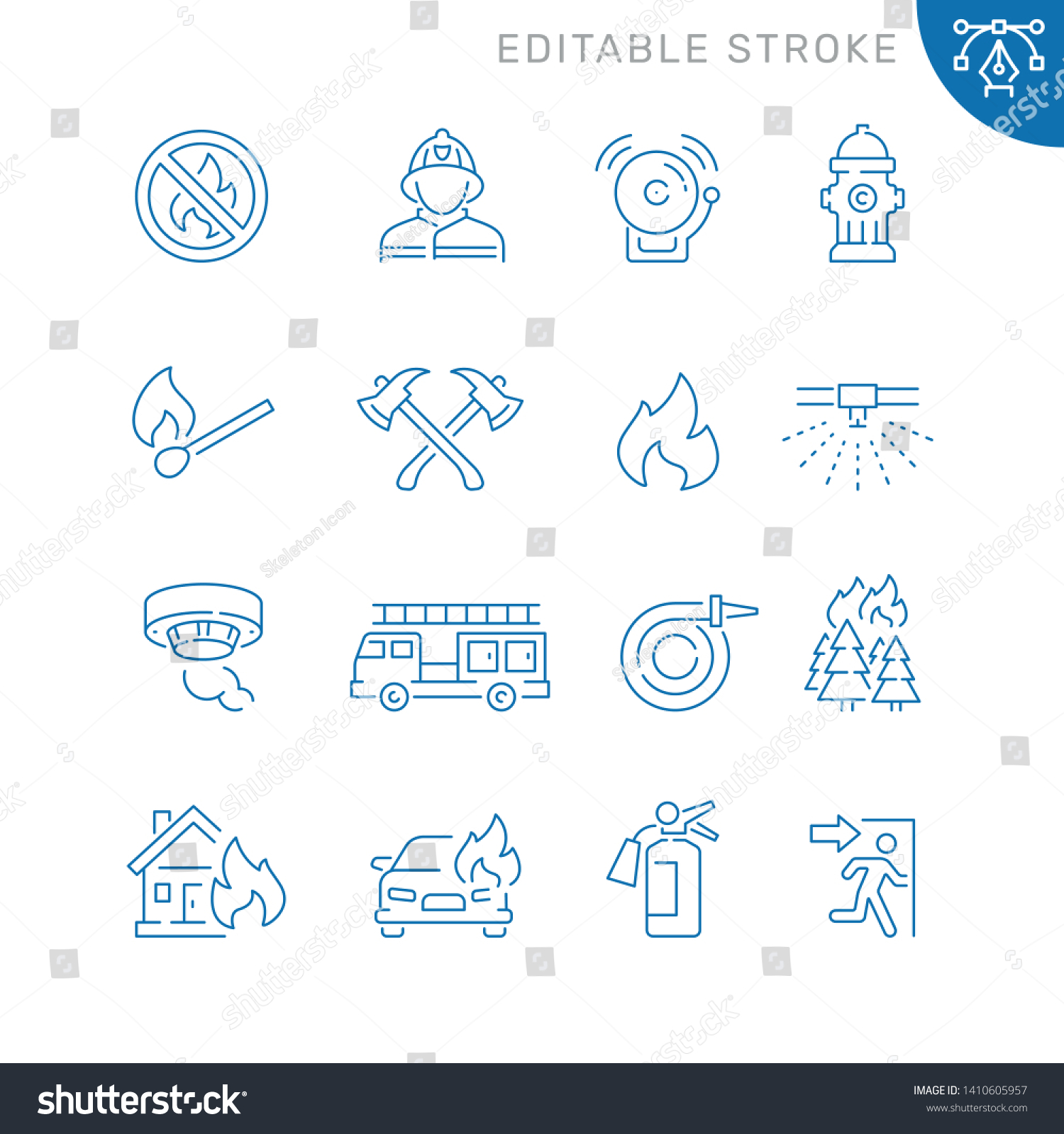 Fire Related Icons Editable Stroke Thin Stock Vector (Royalty Free ...