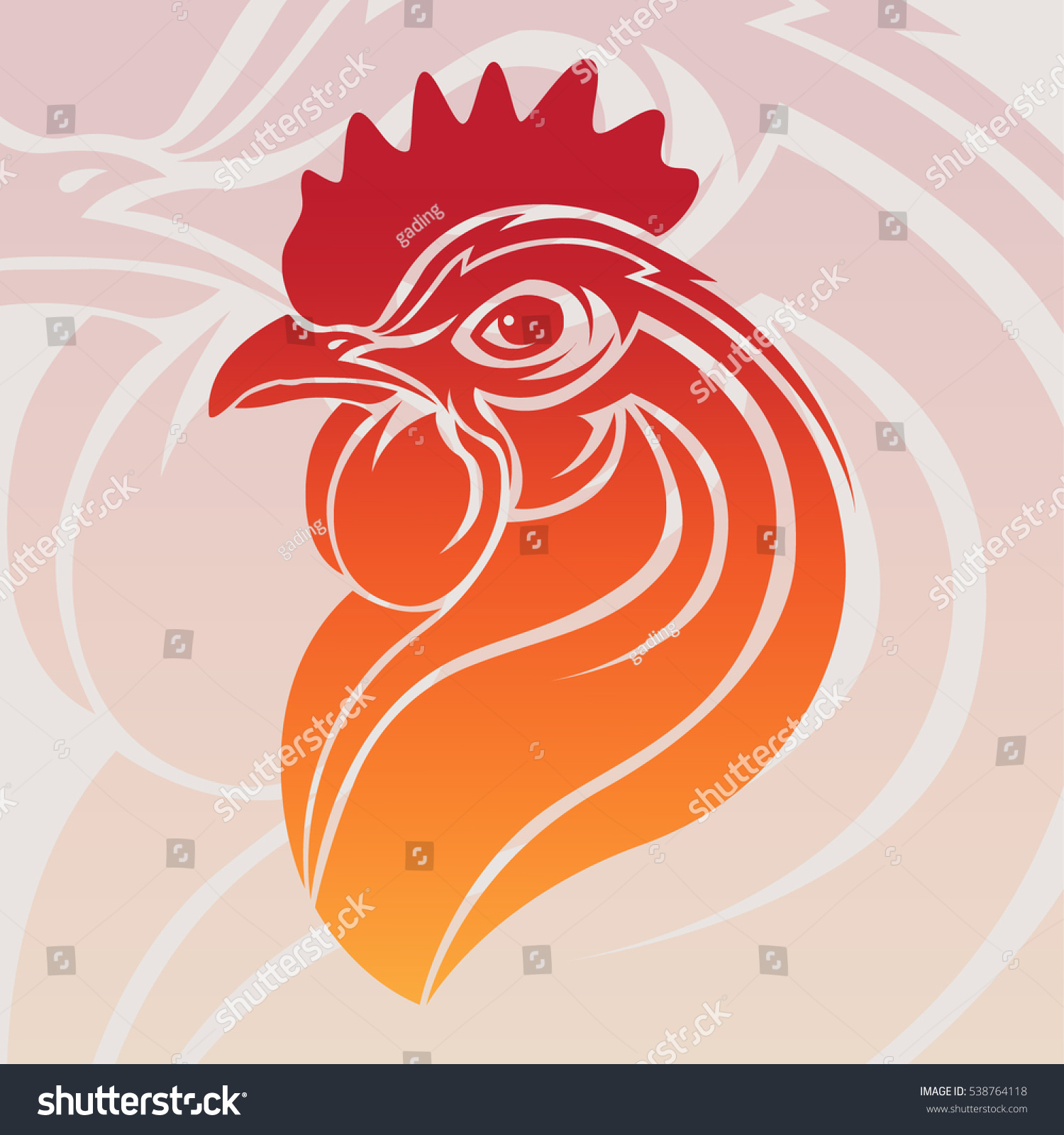Fire Rooster Vector Illustration Stock Vector (Royalty Free) 538764118 ...