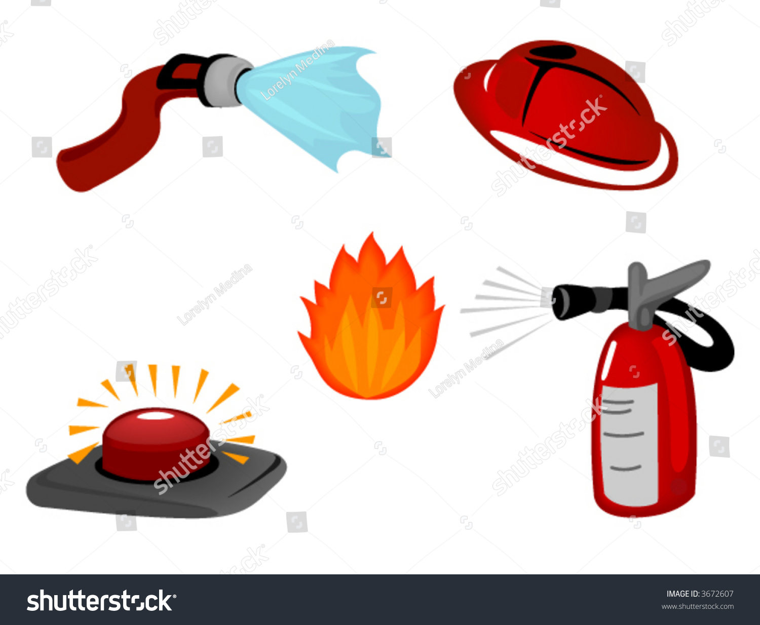 Fire Safety Icons Vector Stock Vector (Royalty Free) 3672607