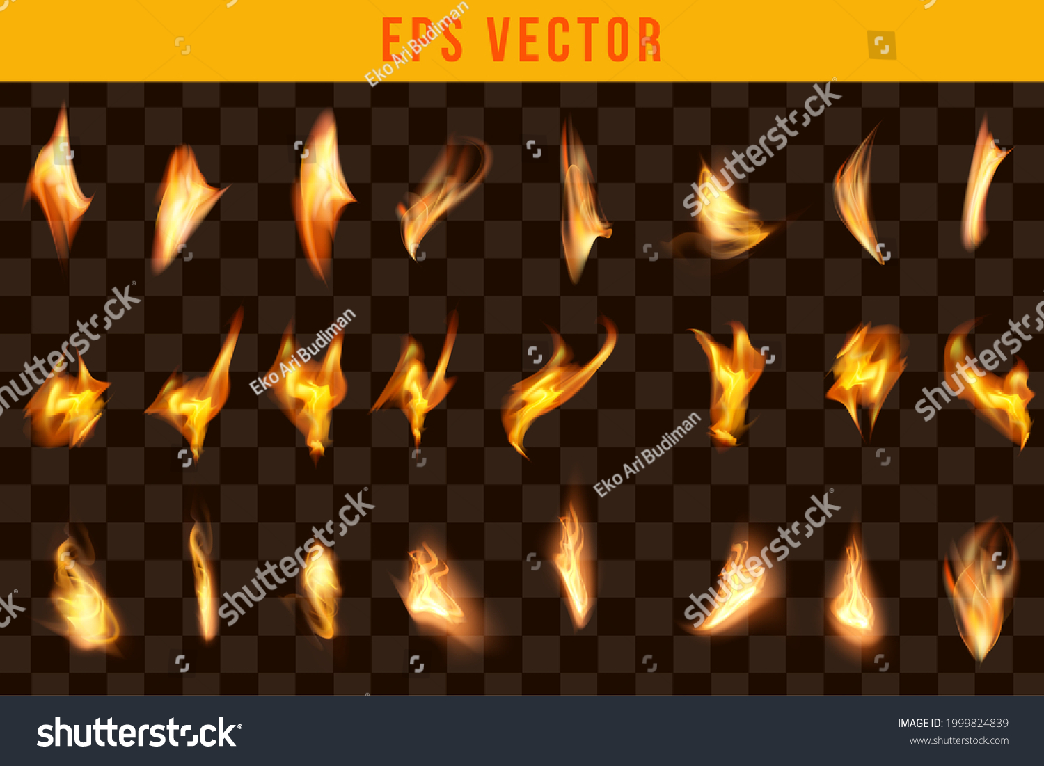 Fire Set Realistic Effect Eps Vector Stock Vector (Royalty Free ...