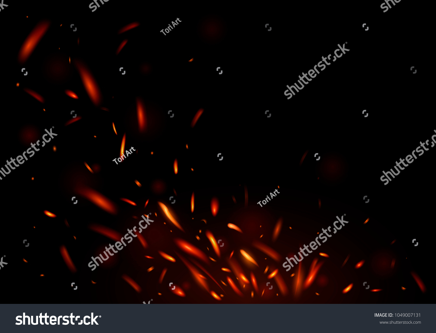 Fire Sparks On Black Background Stock Vector (Royalty Free) 1049007131