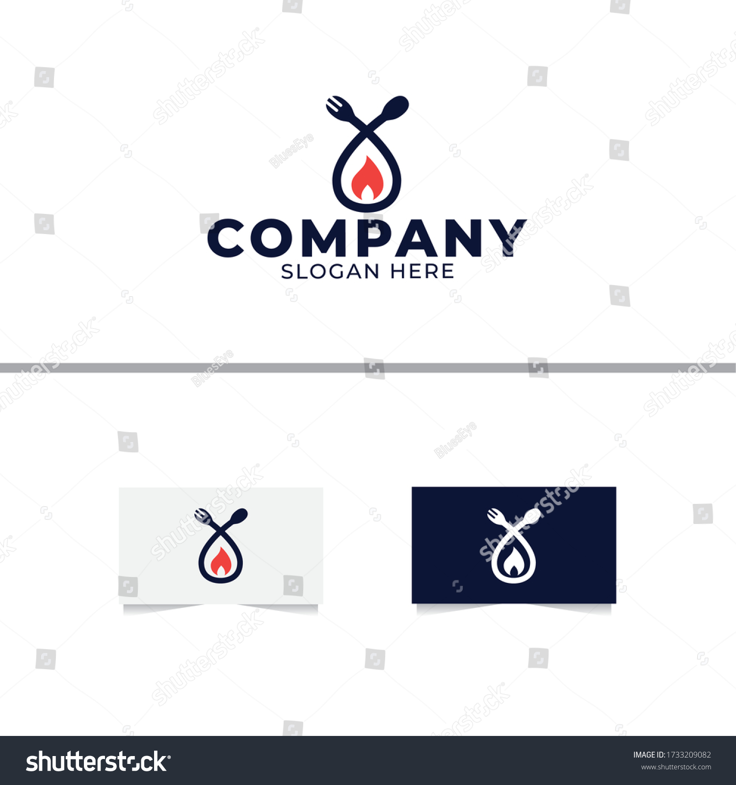 Fire Spoon Fork Logo Design Template Stock Vector (Royalty Free) 1733209082
