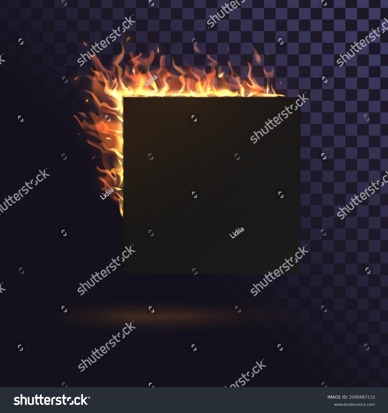 Fire Square Frame Black Blank Square Stock Vector (Royalty Free) 2090887132