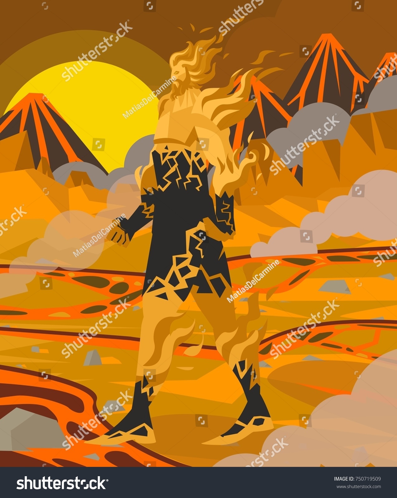 Fire Titan Elemental Creature Stock Vector (Royalty Free) 750719509 ...