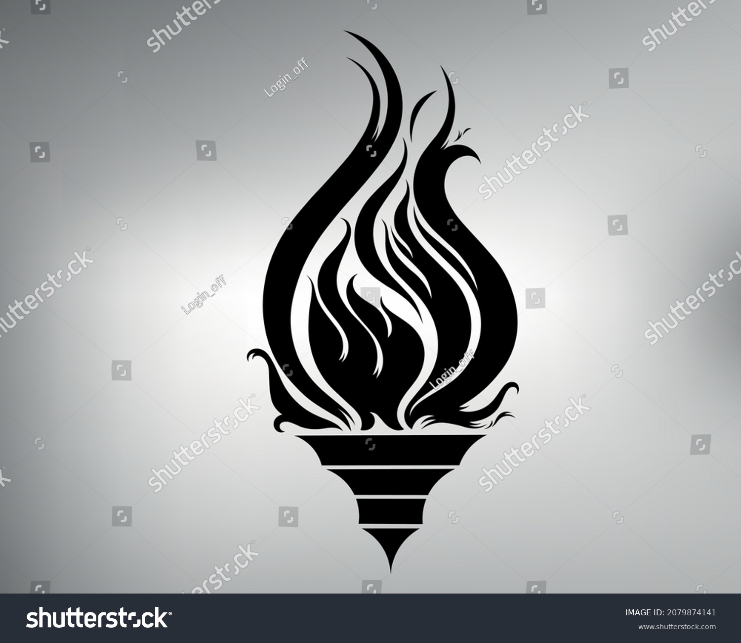 Fire Torch Logo Vector Drawing Torch Stock Vector (Royalty Free) 2079874141