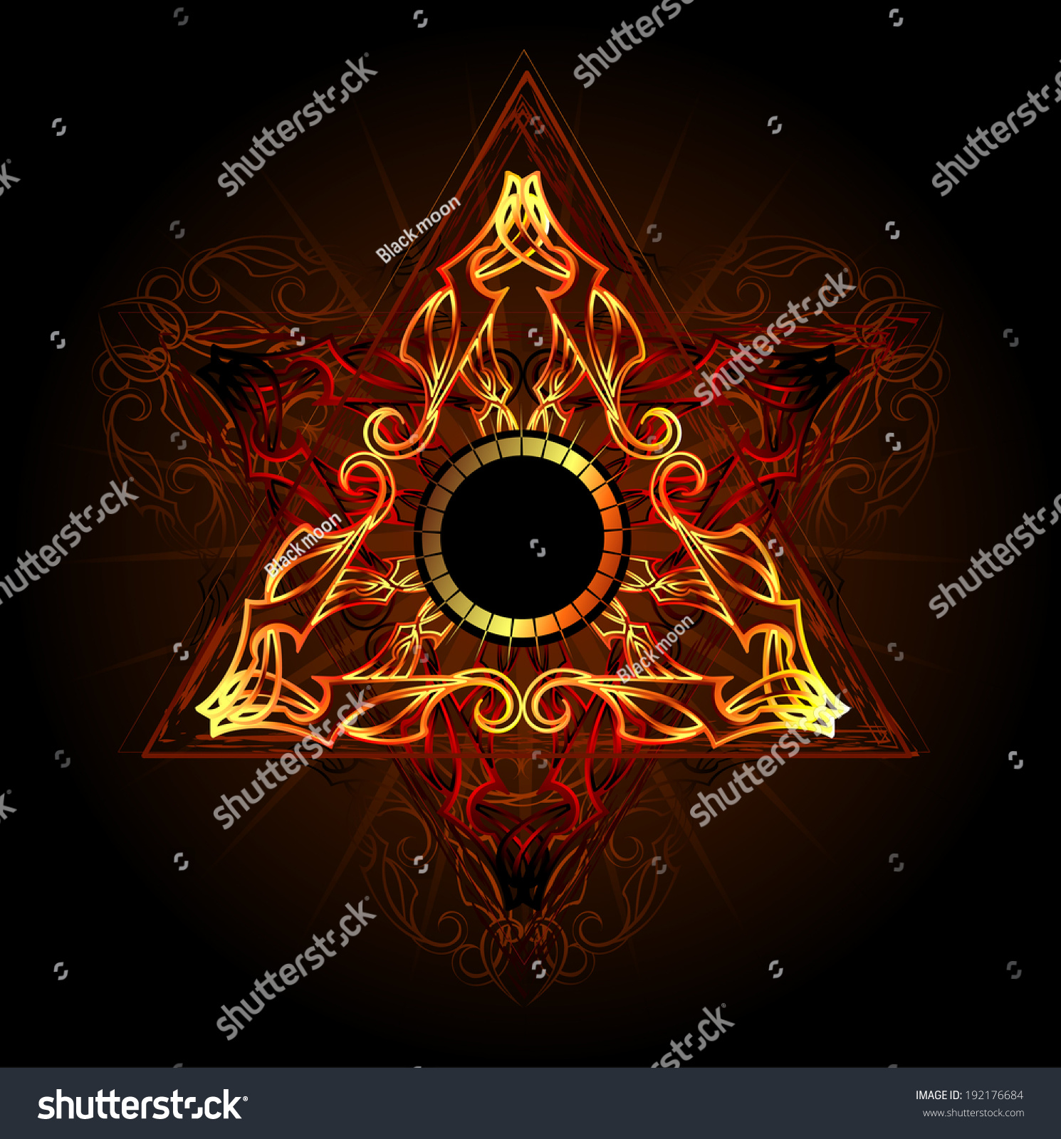 Fire Triangle Esoteric Symbol On Black Stock Vector (Royalty Free ...