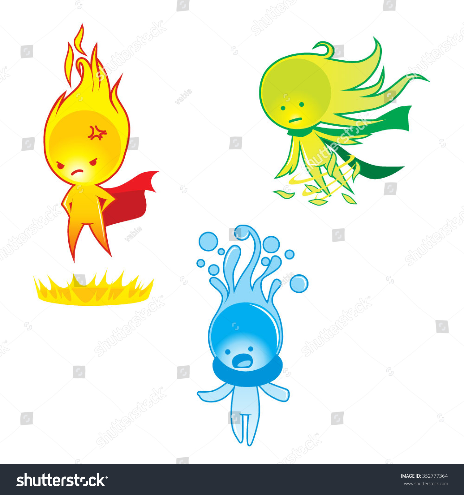 Fire Water Wind Mascots Stock Vector (Royalty Free) 352777364
