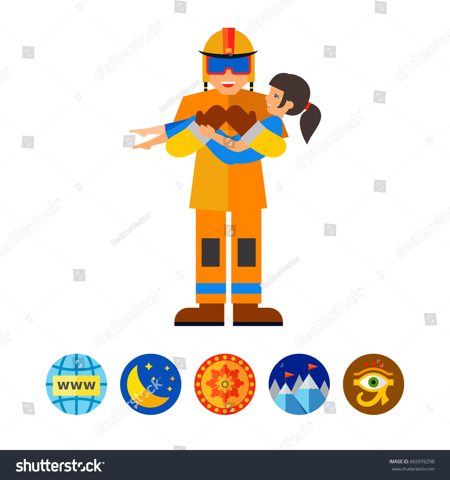 Firefighter Child Icon Stock Vector (Royalty Free) 665976298