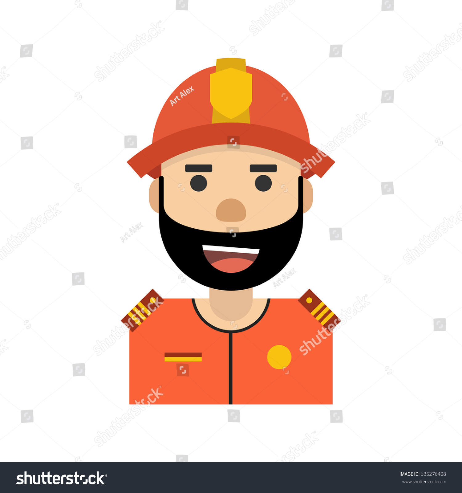 Firefighter Avatar Flat Cartoon Style Vector Stock Vector (Royalty Free ...