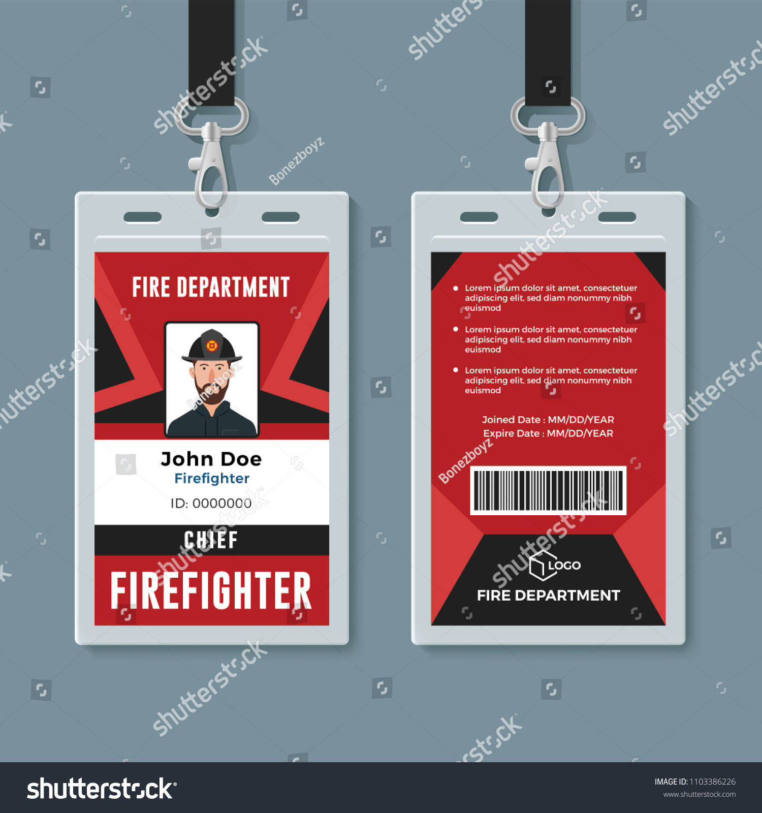 Firefighter Id Card Design Template Stock Vector (Royalty Free ...