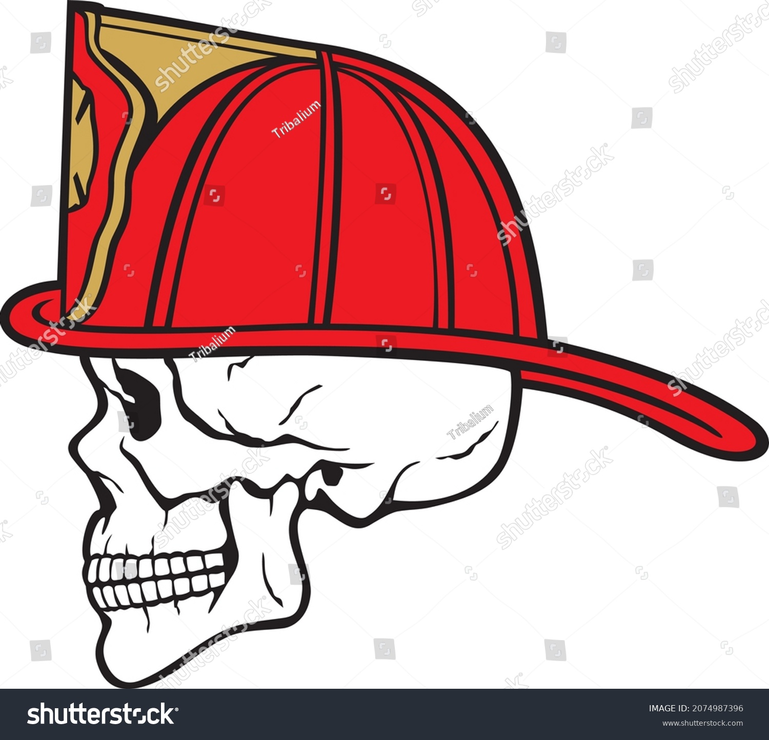 Firefighter Skull Color Vector Illustration Stock Vector (Royalty Free ...