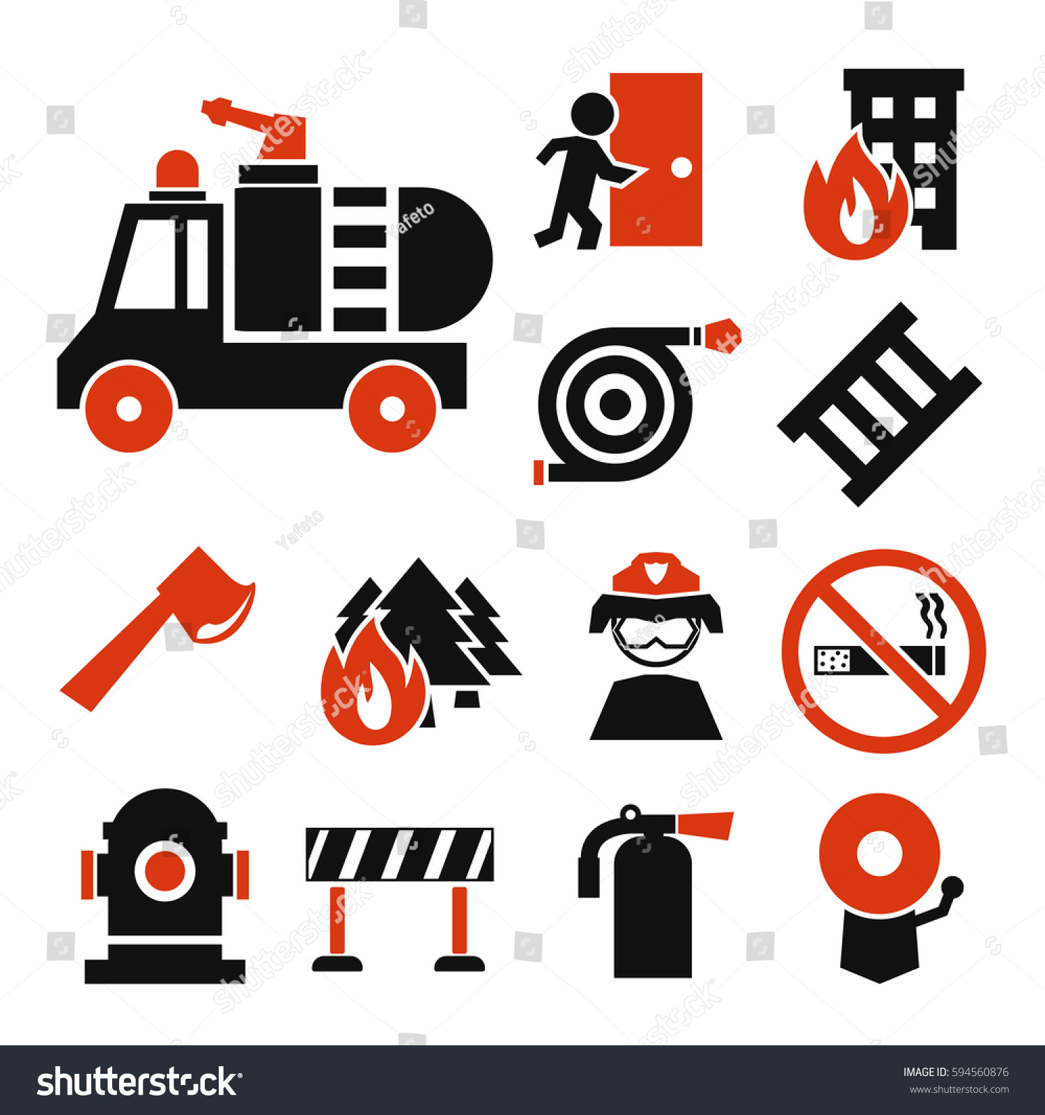 Firefighting Icon Set: เวกเตอร์สต็อก (ปลอดค่าลิขสิทธิ์) 594560876 ...