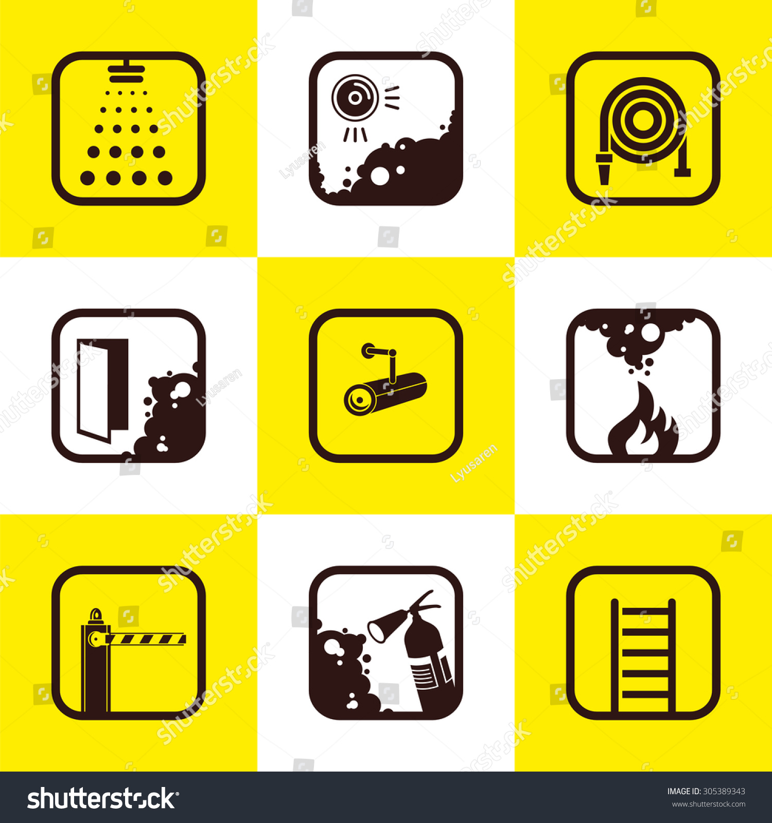 Firefighting Icons Flat Vector Symbols Stock Vector (Royalty Free ...