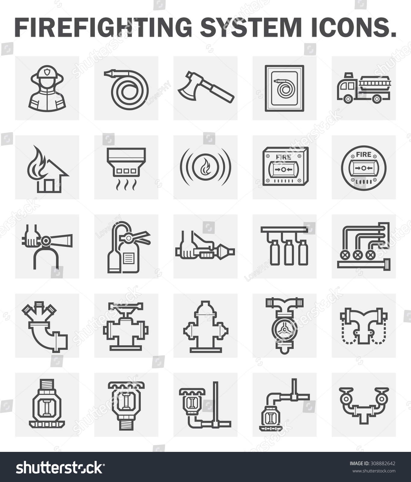 Firefighting System Fire Sprinkler Vector Icon Stock Vector 308882642 ...