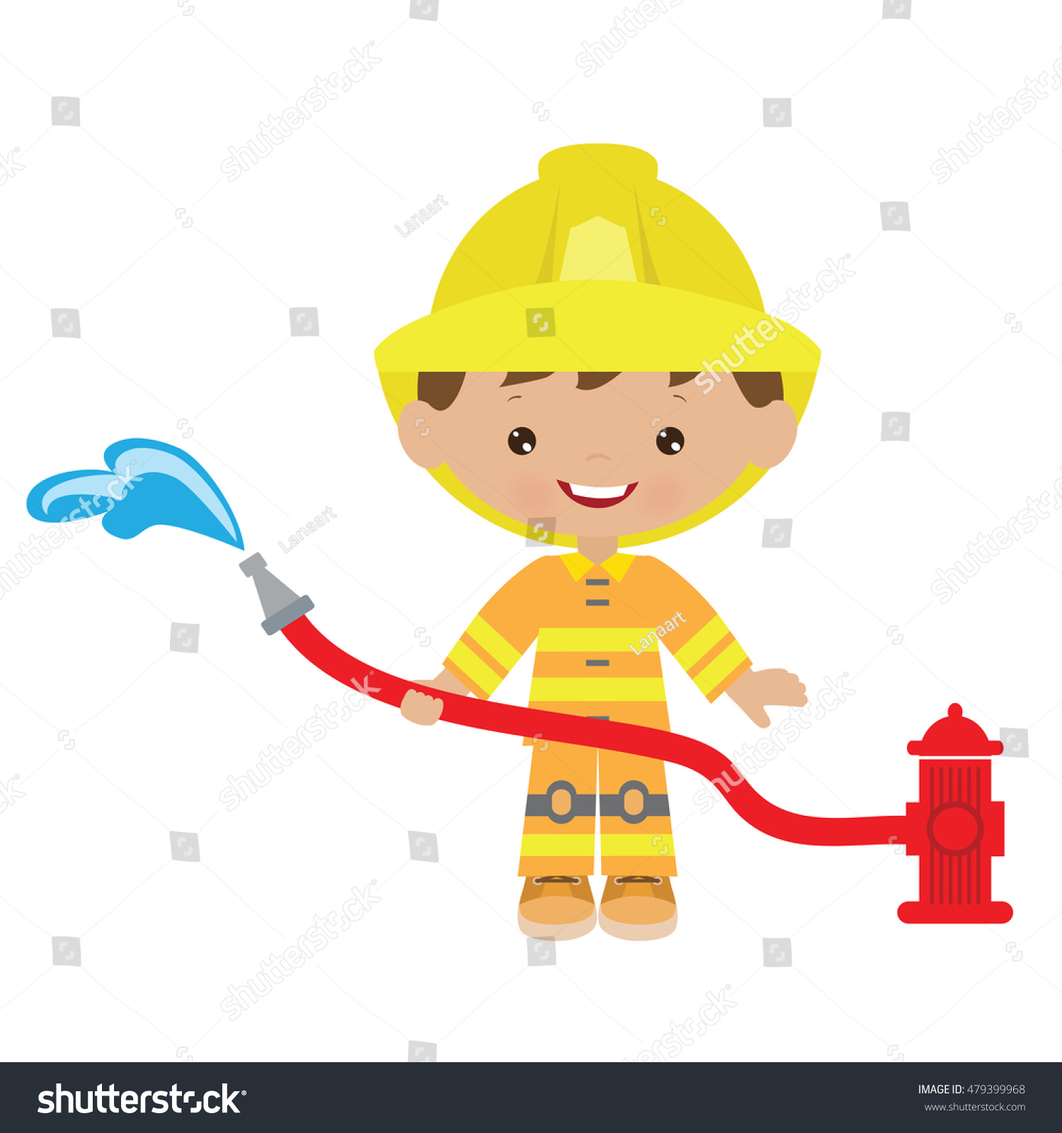 Fireman Boy Vector Illustration Stock Vector (Royalty Free) 479399968