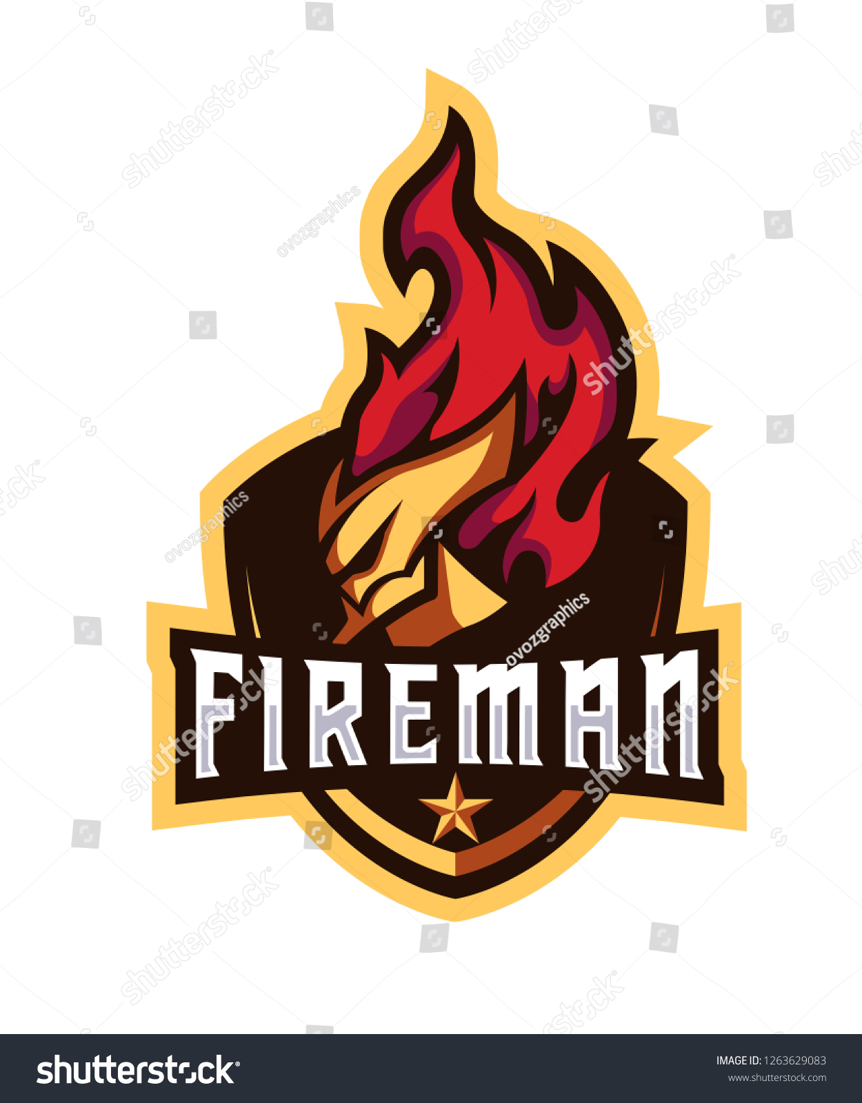 Fireman E Sports Logo Stock Vector (Royalty Free) 1263629083