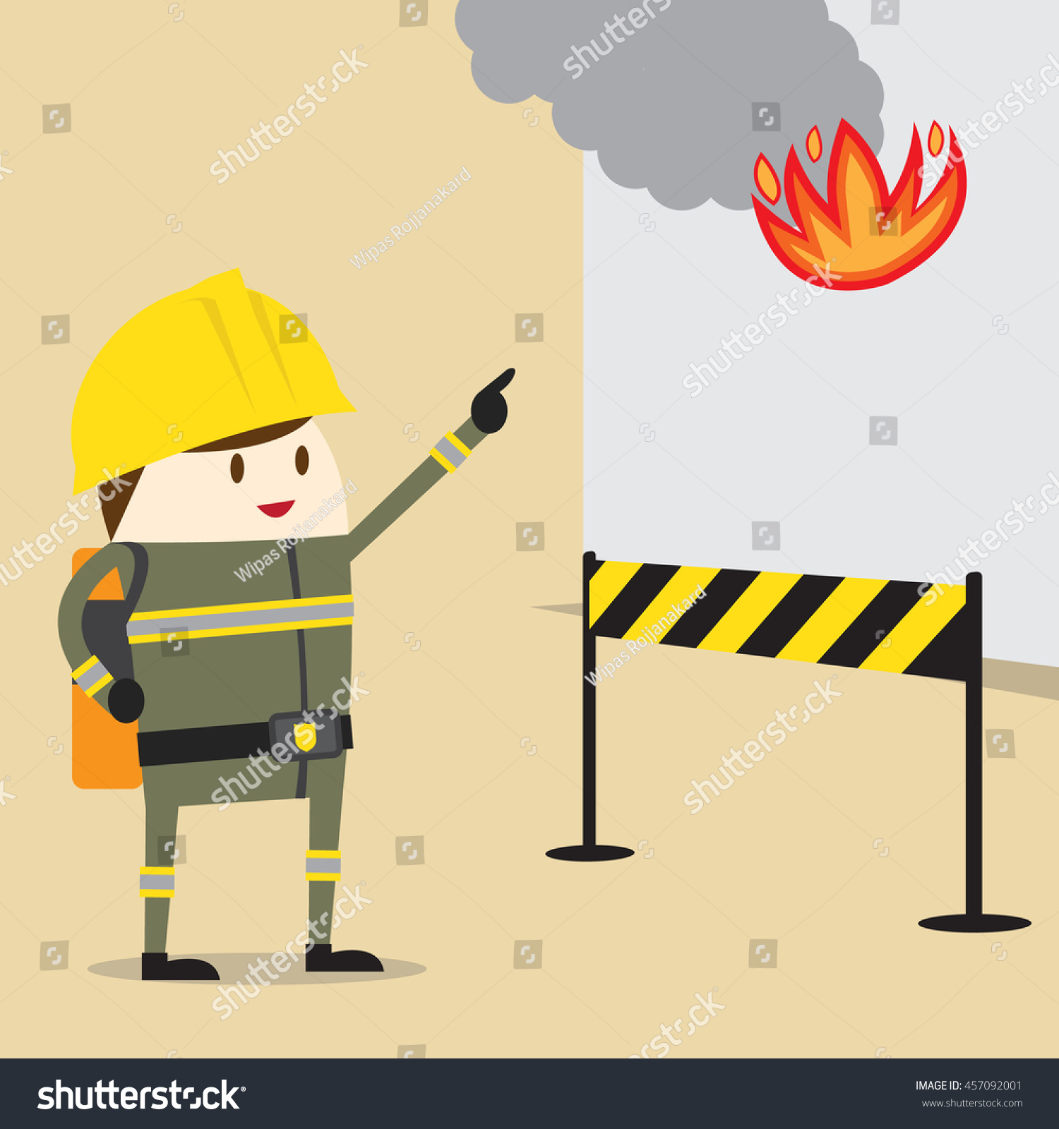 Fireman Kidcartoon Character Firefighter Profession Vector Stock Vector ...