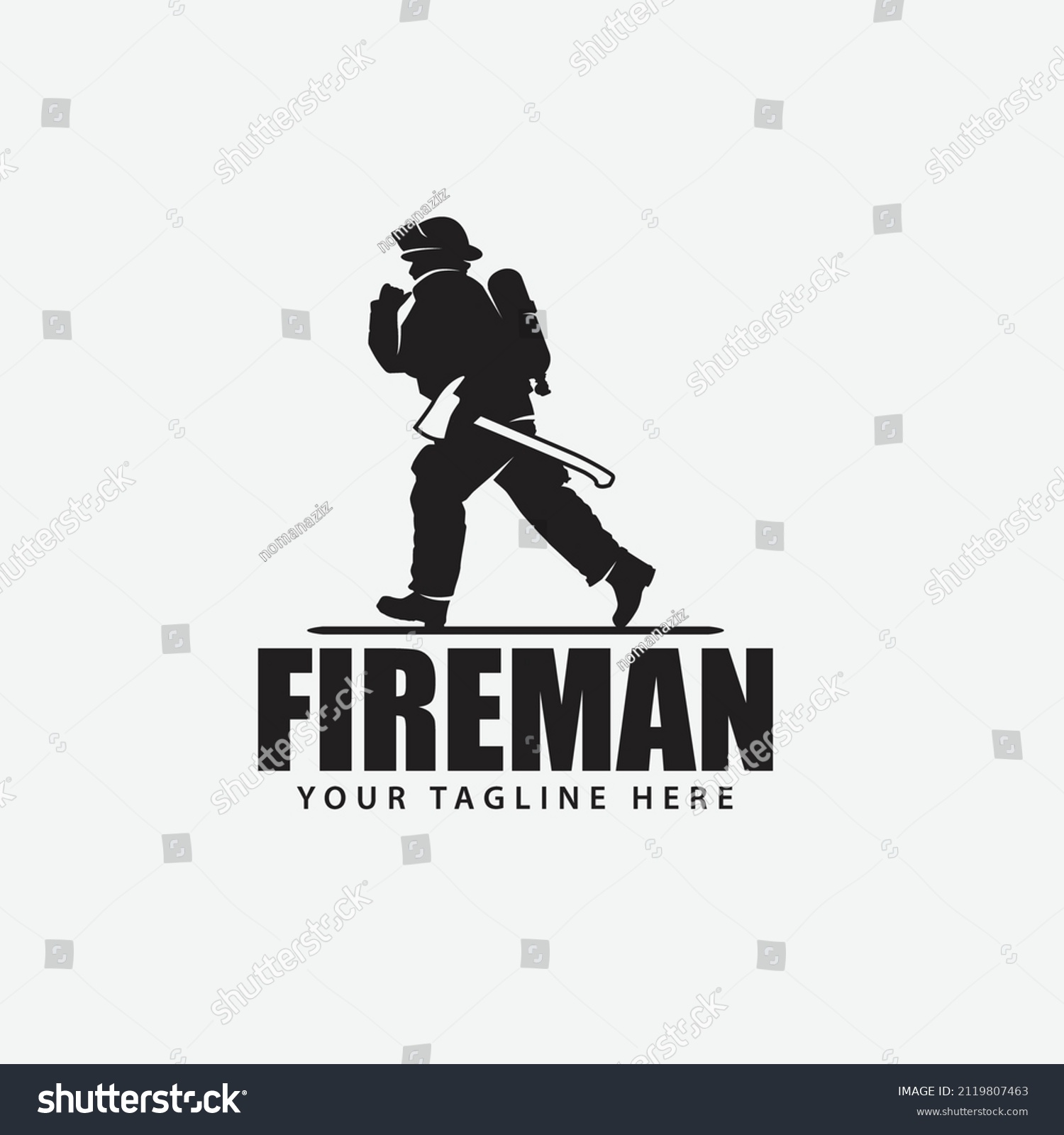 Fireman Logo Design Vector Template Stock Vector (Royalty Free) 2119807463