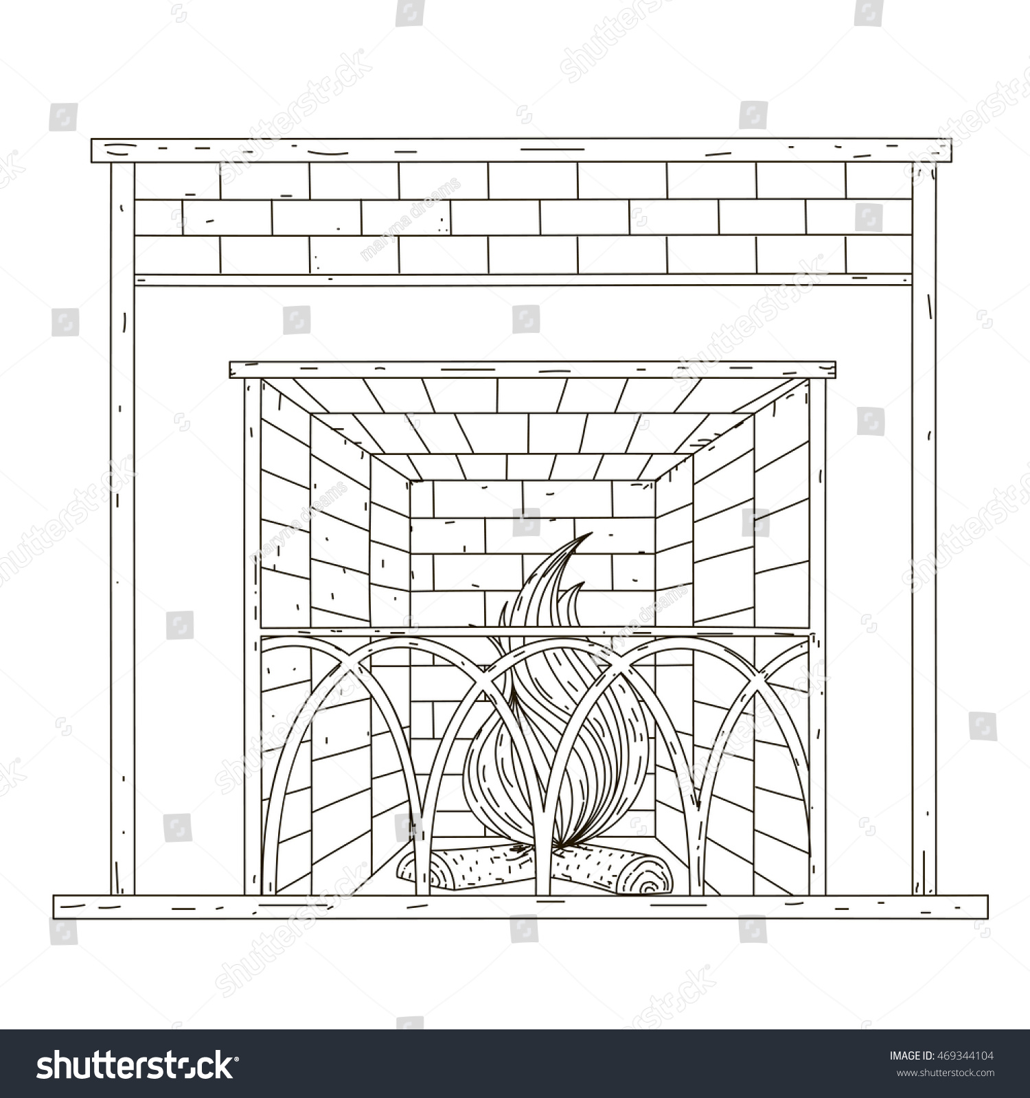 Fireplace Vector Illustration Doodles Hand Draw Stock Vector (Royalty ...