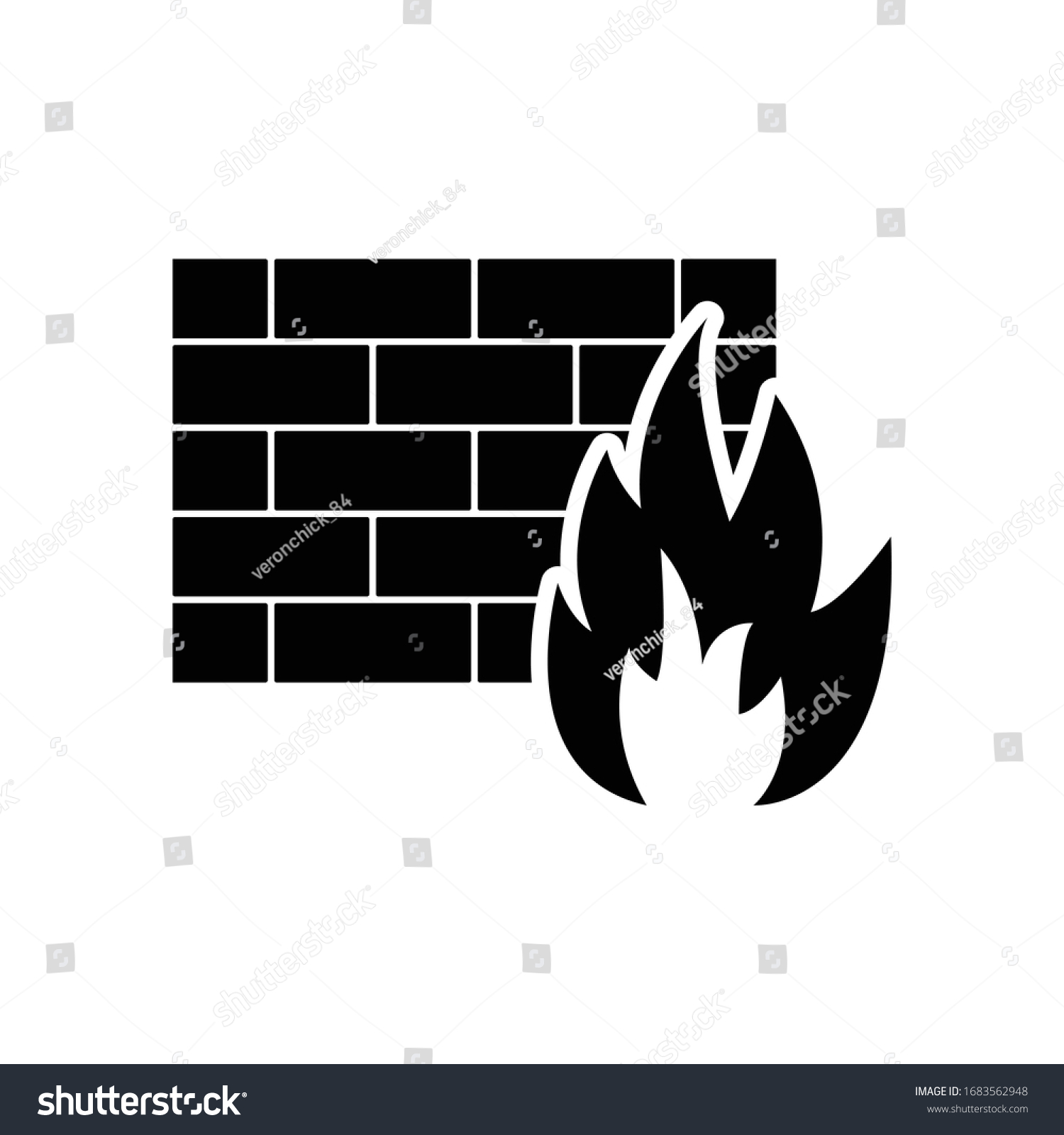 Firewall Icon Fireplace Icon Vector Stock Vector (Royalty Free) 1683562948