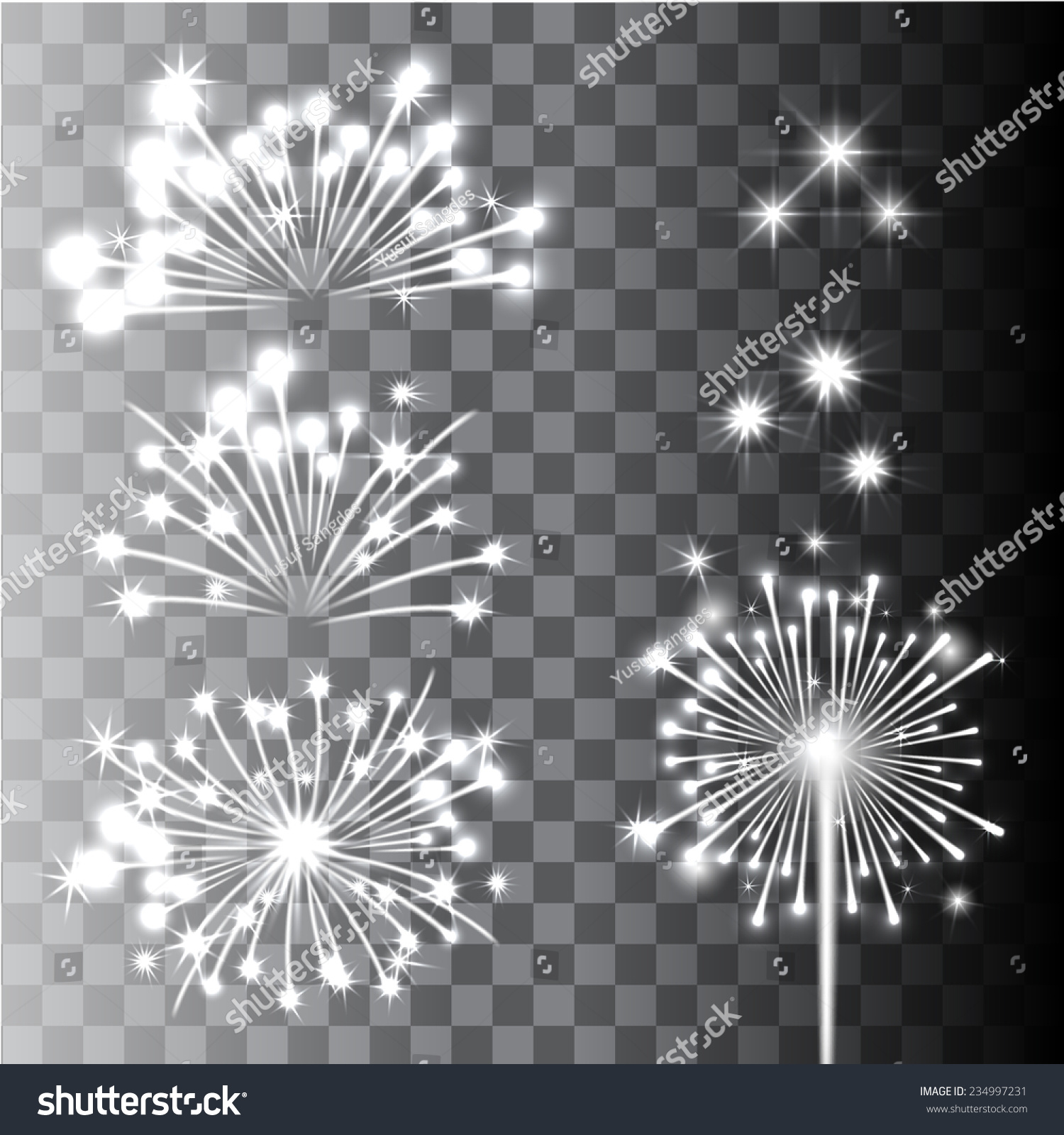 Firework Collection Transparent Background Vector Illustration Stock ...