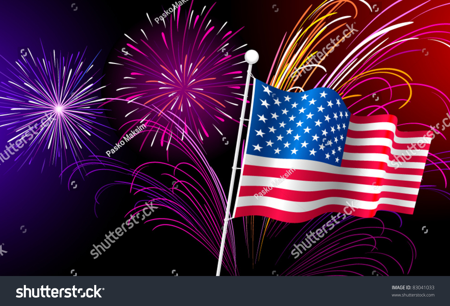 Fireworks American Flag Vector Stock Vector (Royalty Free) 83041033 ...