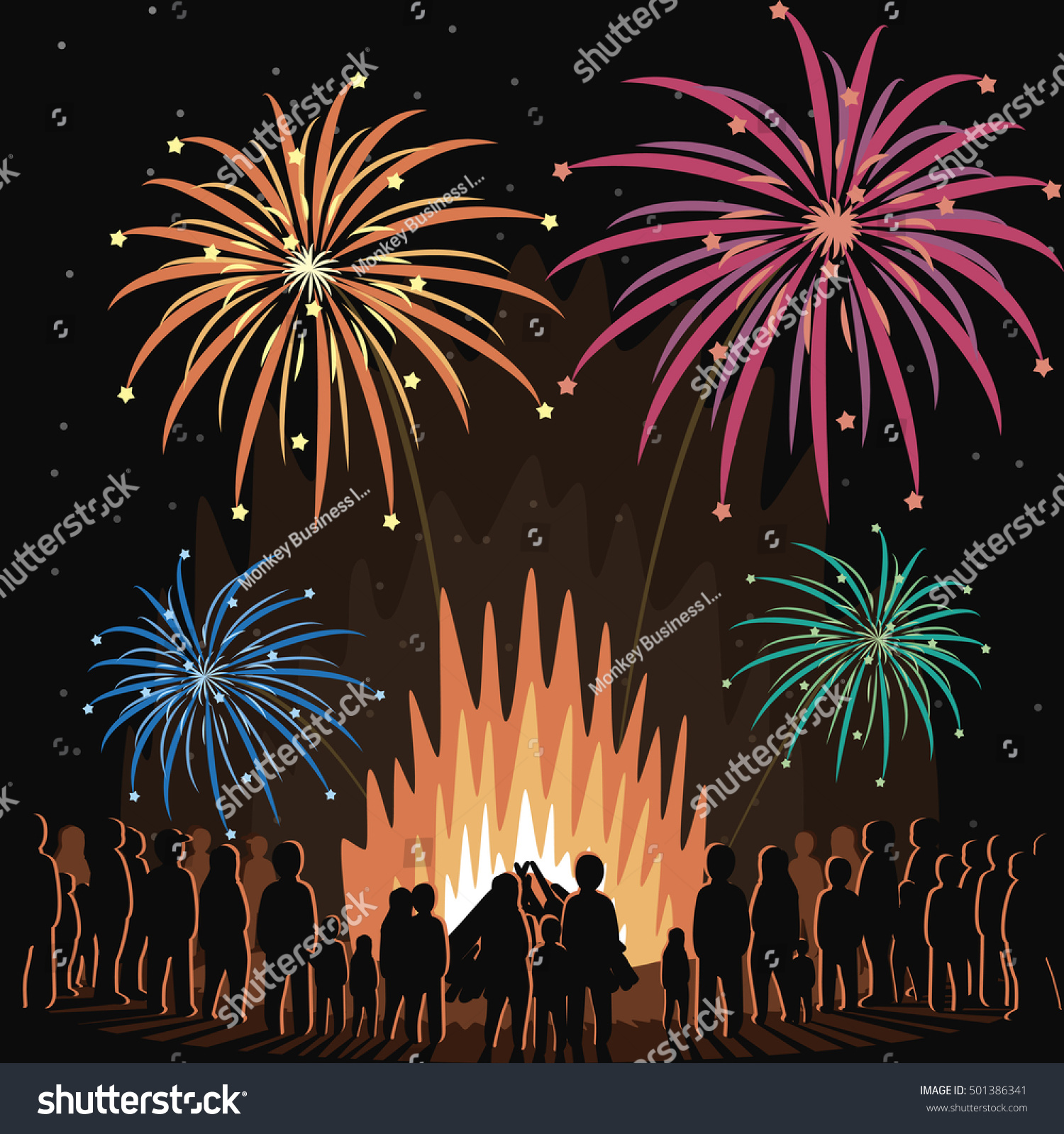 Fireworks Display Flyer Vector Illustration Poster Stock Vector ...