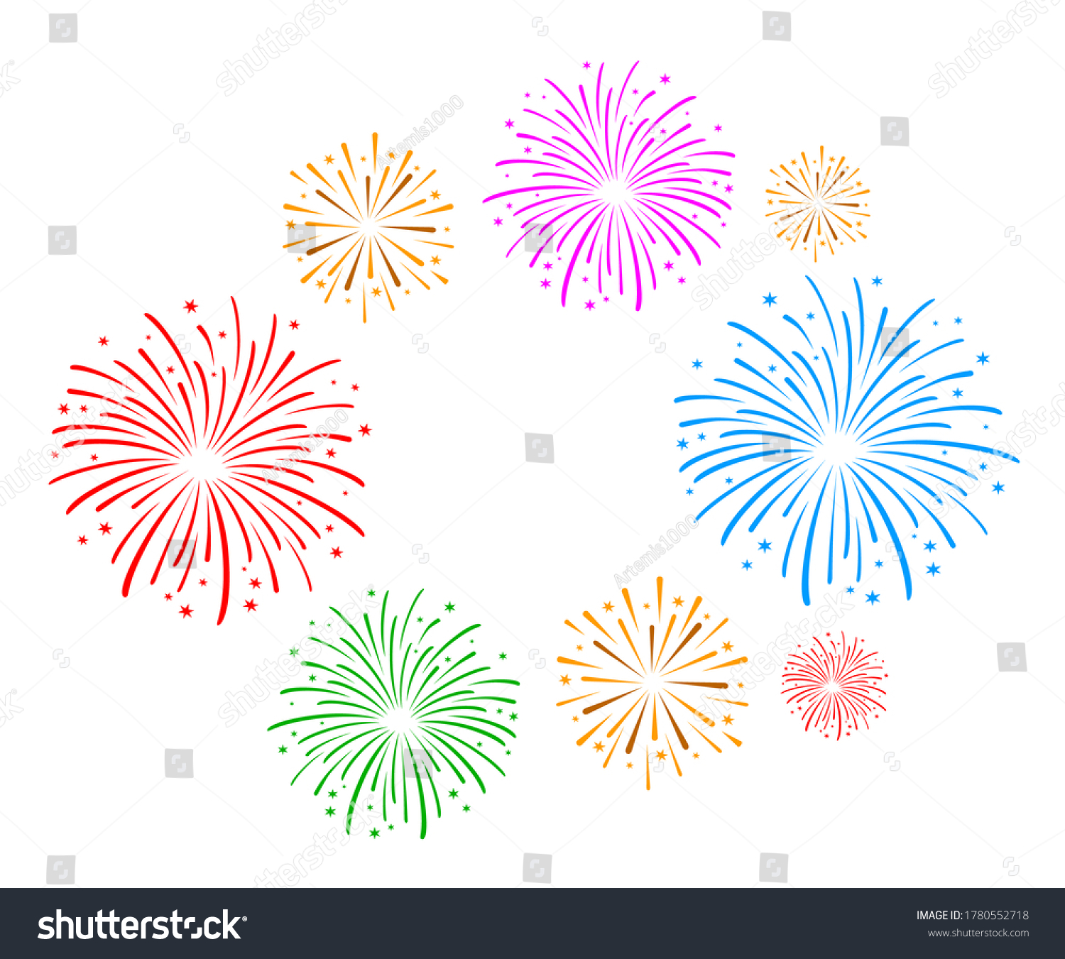 Fireworks Graphic Vector Quality Stock Vector (Royalty Free) 1780552718 ...