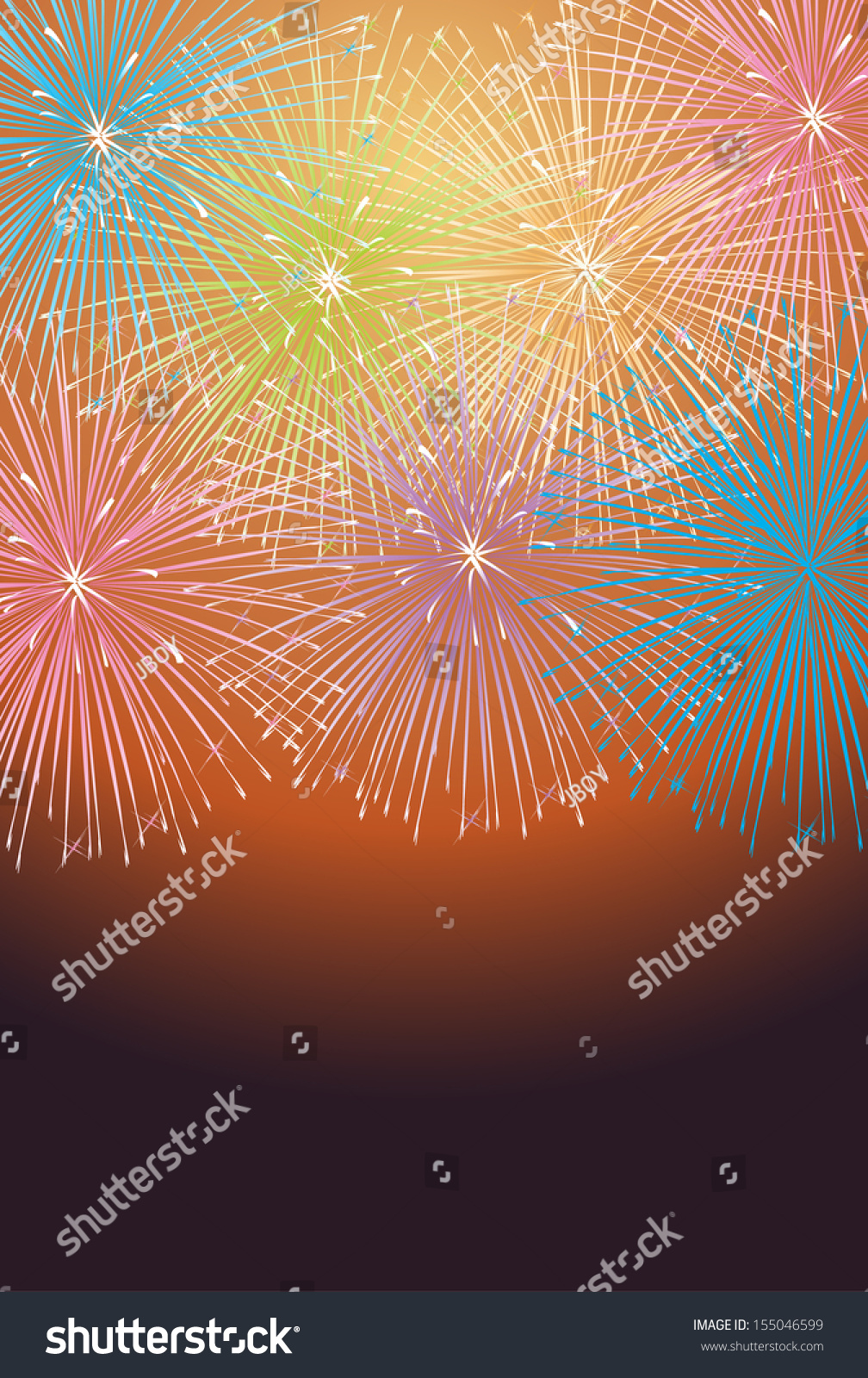 Fireworks Night Sky Background Stock Vector (Royalty Free) 155046599 ...