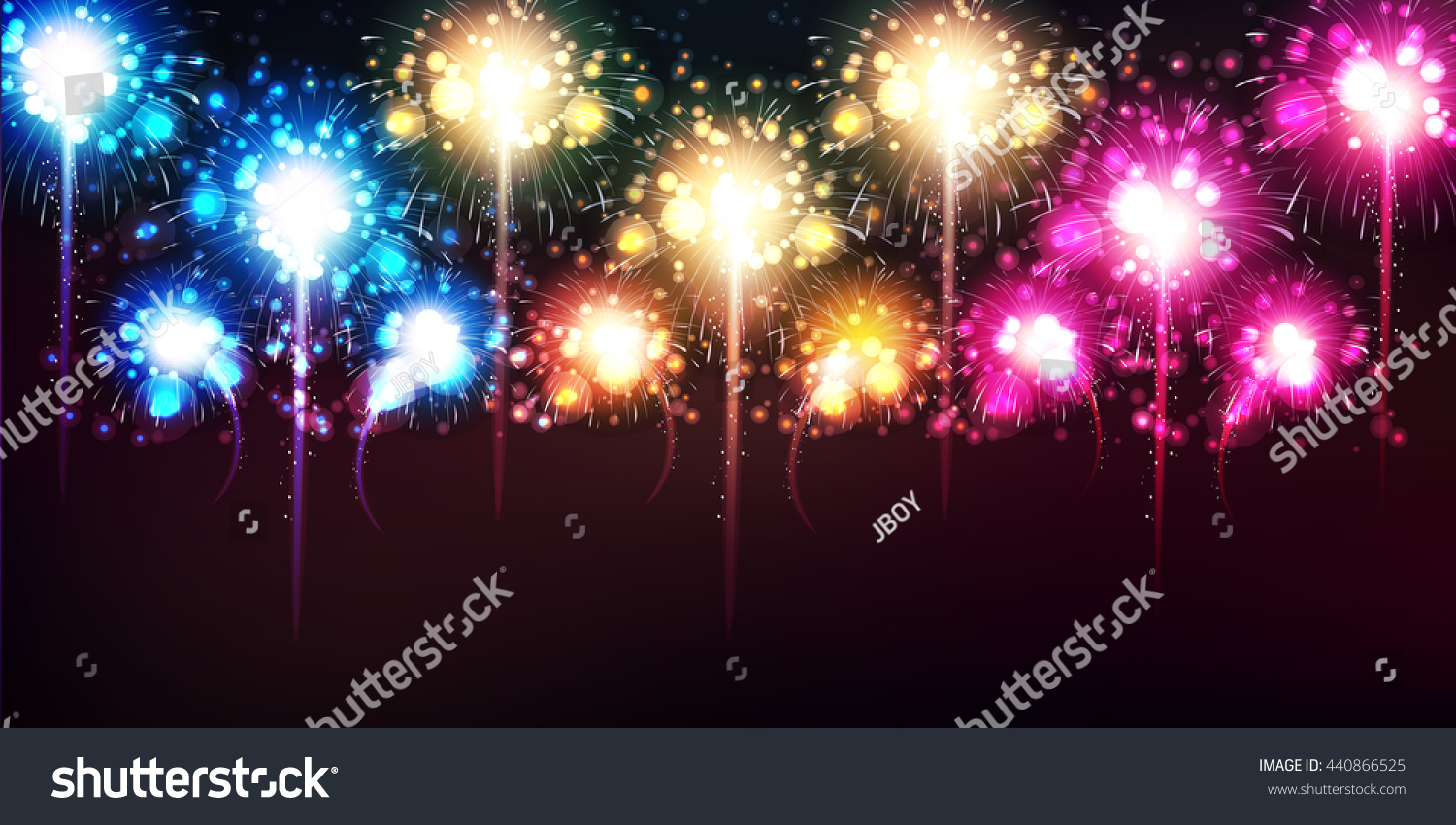 Fireworks Summer Landscape Background Stock Vector (Royalty Free ...