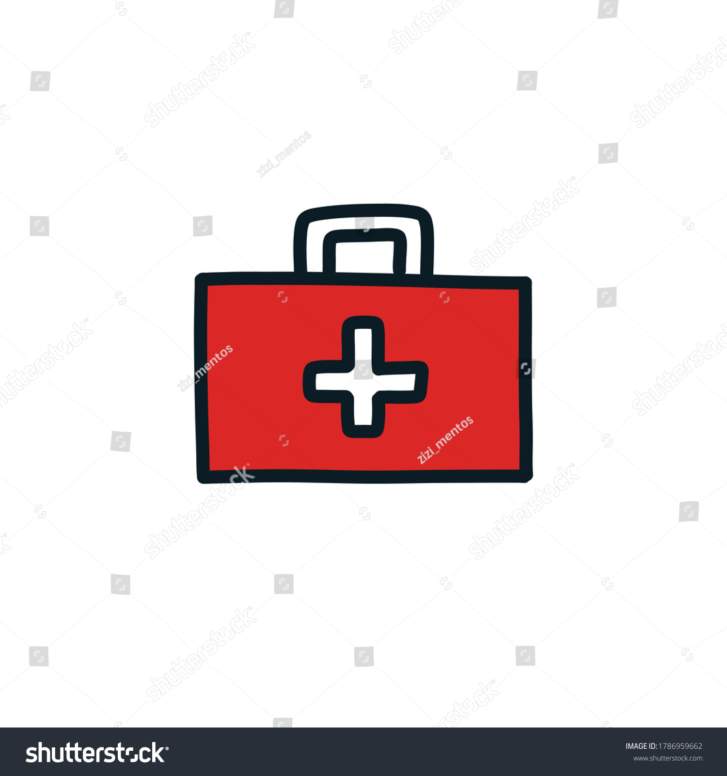 First Aid Kit Doodle Icon Vector Stock Vector (Royalty Free) 1786959662