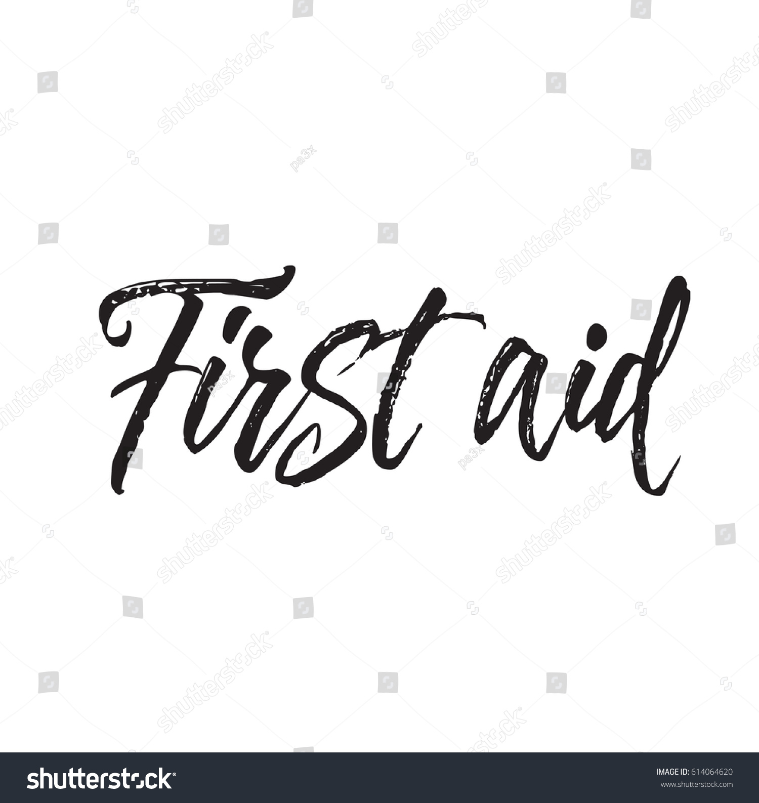 First Aid Text Design Vector Calligraphy: vector de stock (libre de ...