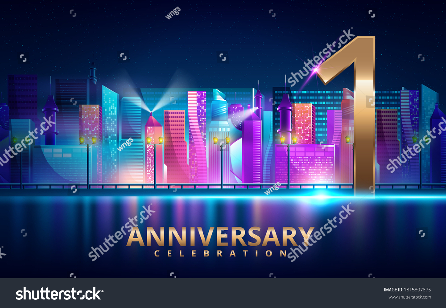 First Anniversary Celebration Background Vector Illustration Stock ...
