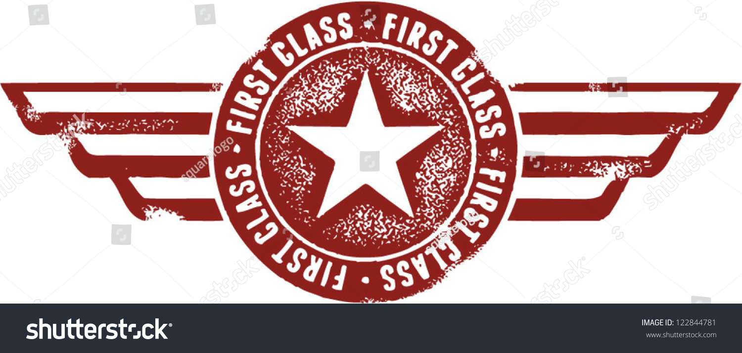 First Class Aviation Wings Stamp Stock Vector (Royalty Free) 122844781