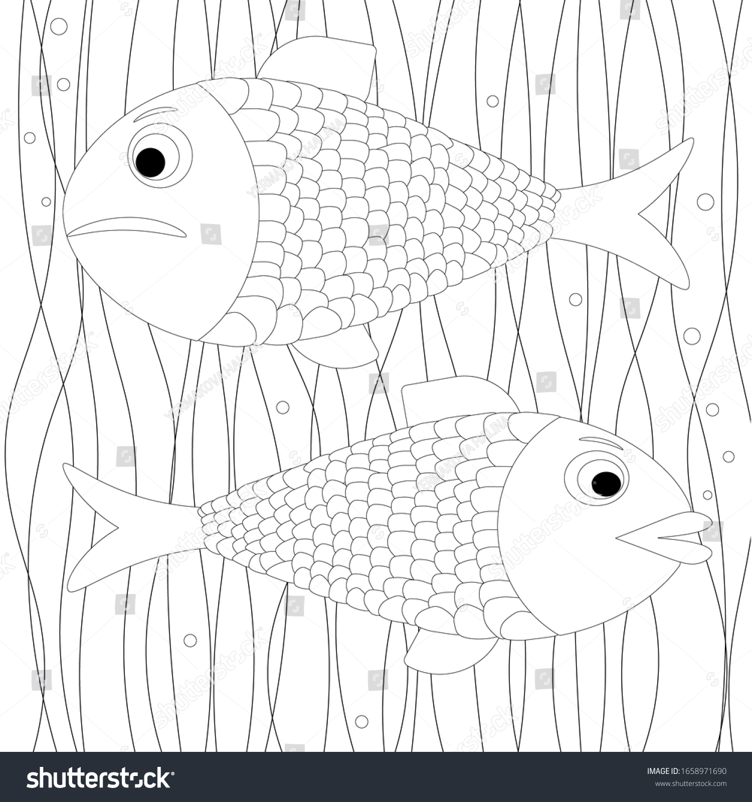 Fish Algae Vector Drawing Cartoon Style Stock Vector (Royalty Free ...