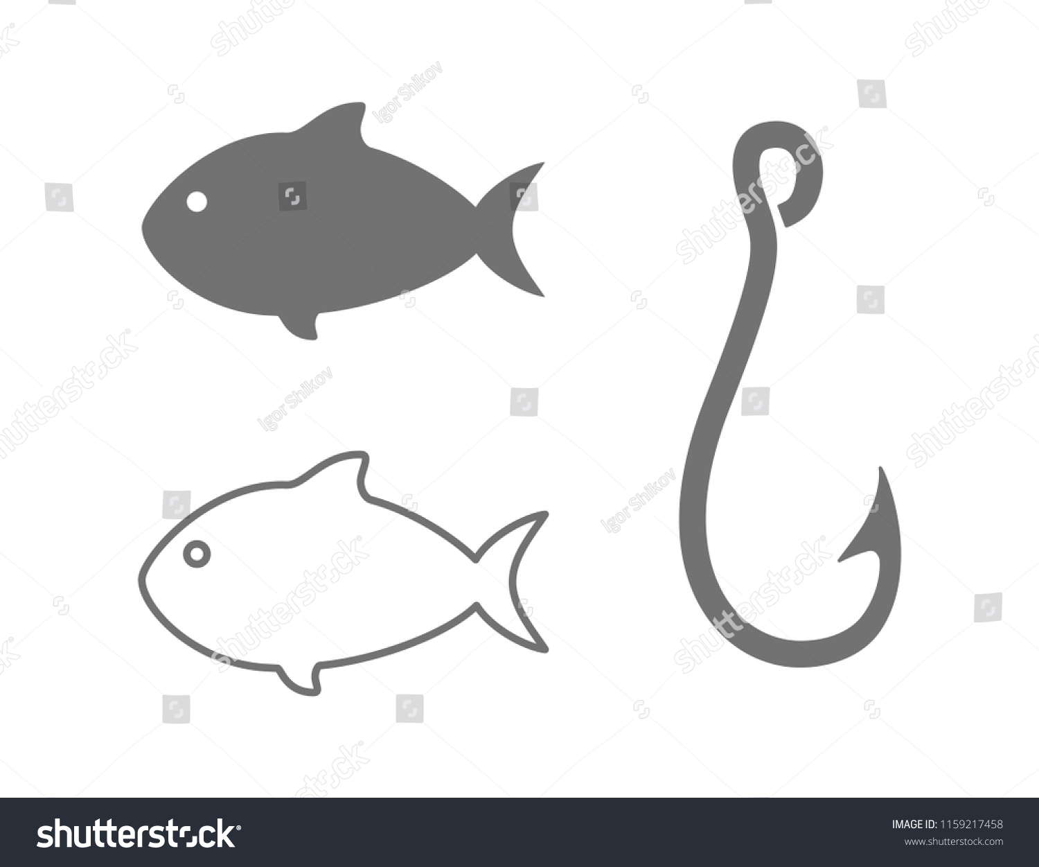 Fish Hook Outline Icon Stock Vector (Royalty Free) 1159217458 ...
