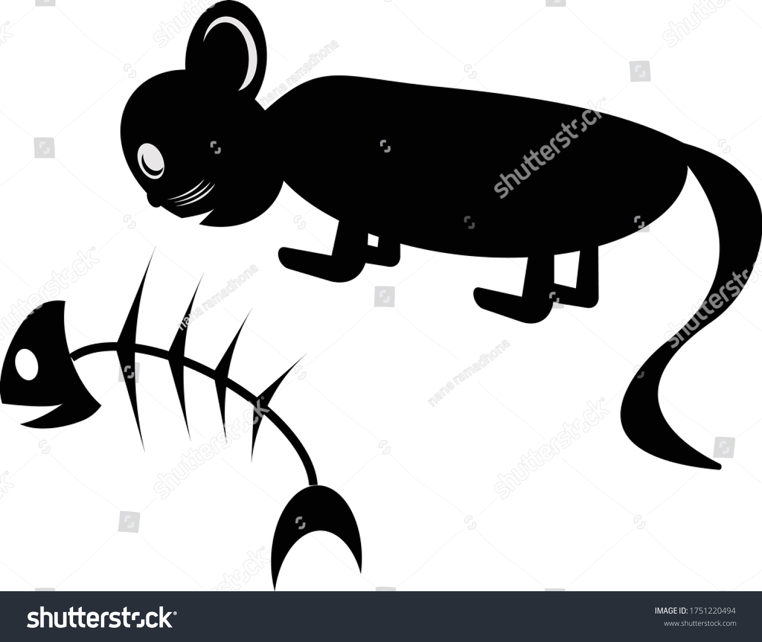 Fish Bone Cat Logo Design Vector Stock Vector (Royalty Free) 1751220494 ...