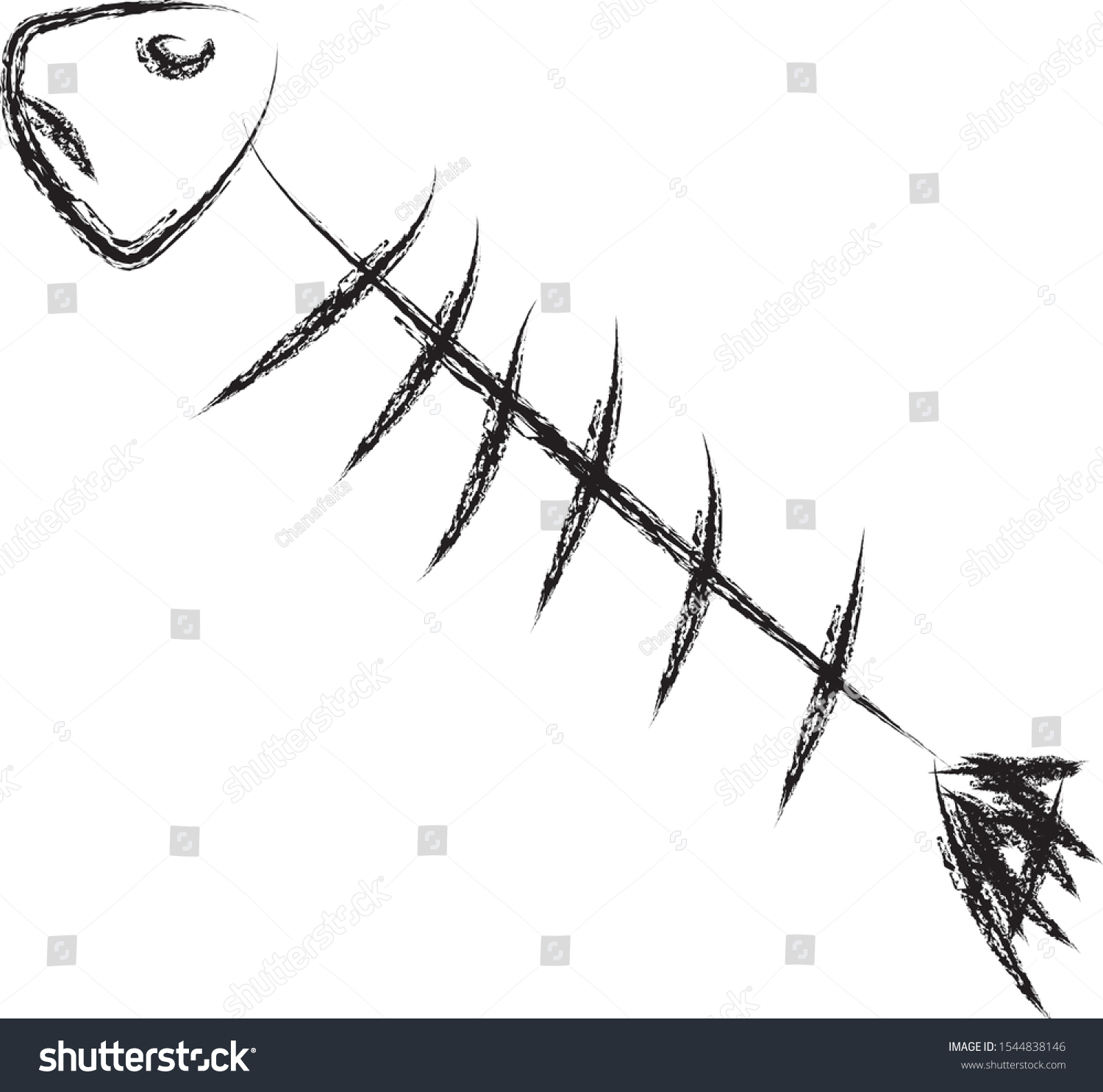 Fish Bone Cartoon Art Vector Stock Vector (Royalty Free) 1544838146