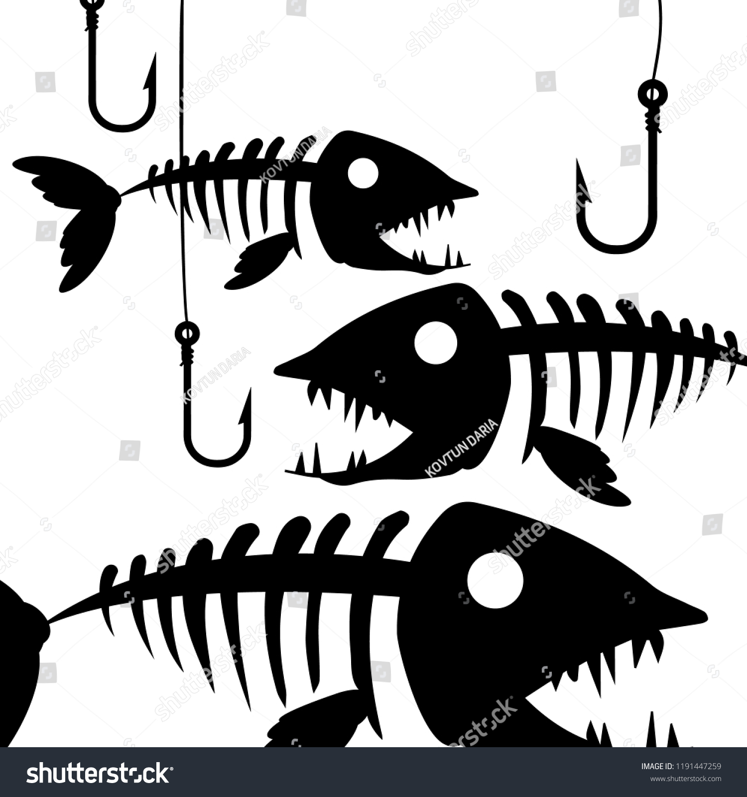 Fish Bone Fishbone Skeleton Flat Vector Stock Vector (Royalty Free ...