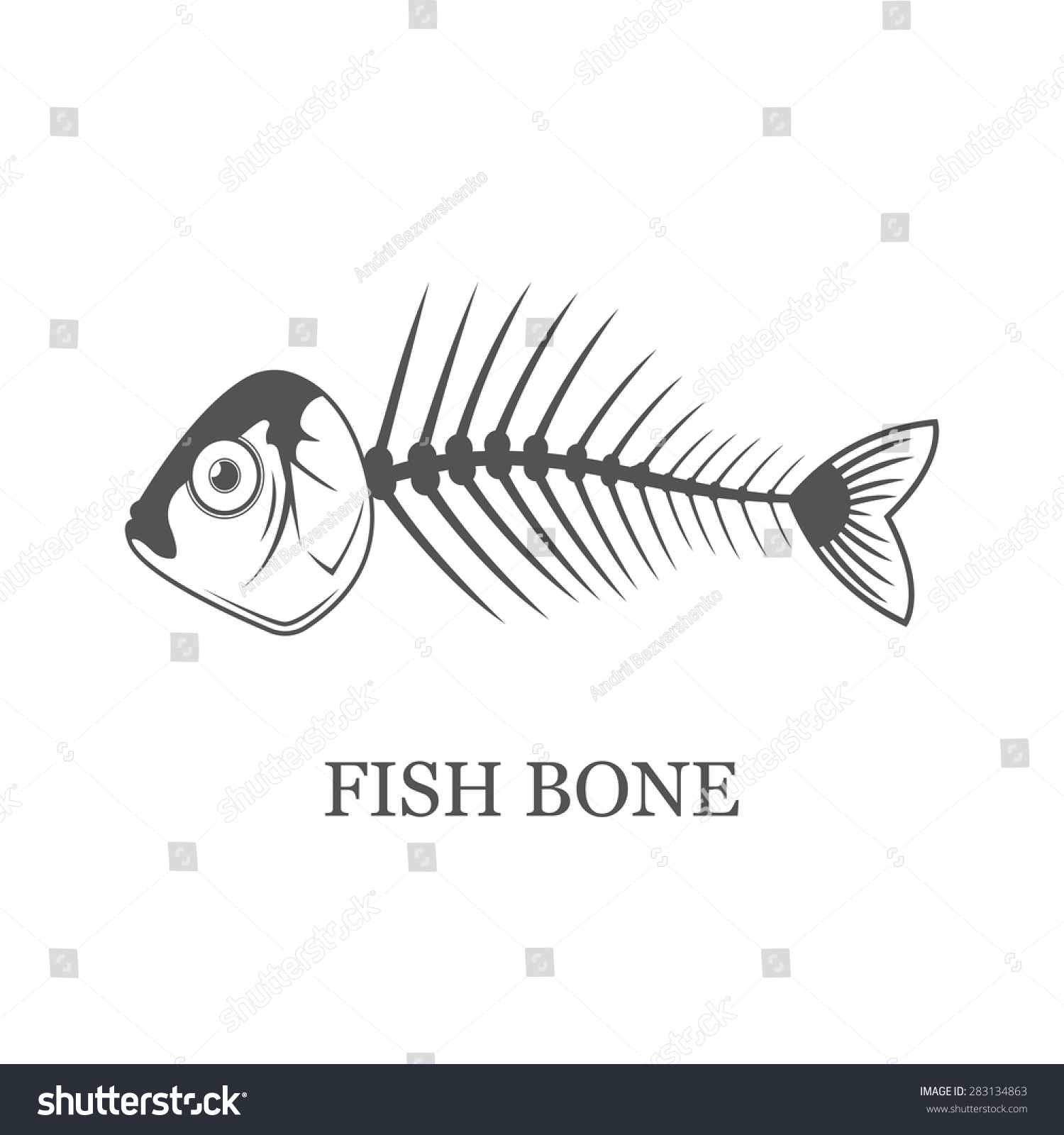 Fish Bone Skeleton Flat Vector Illustration Stock Vector (Royalty Free ...
