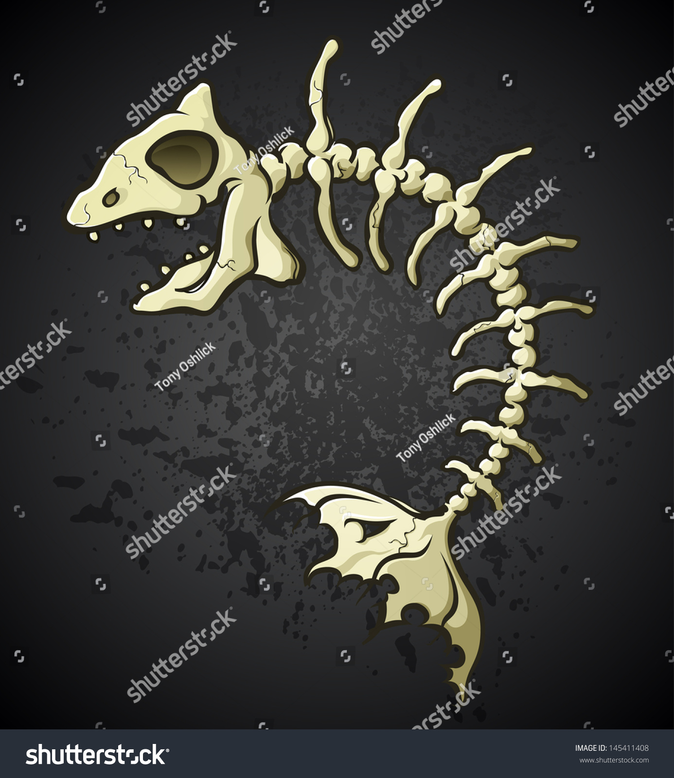 Fish Bones Skeleton Cartoon Character Stock Vector Illustration ...